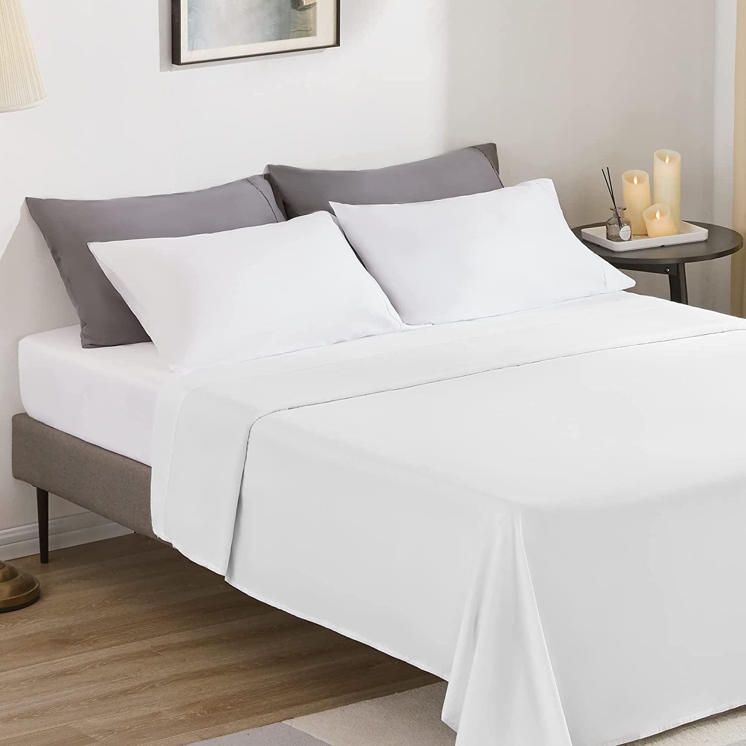 Sonive 4-Piece Bed Sheet Set - 85gsm Double Brushed Soft Microfiber ...