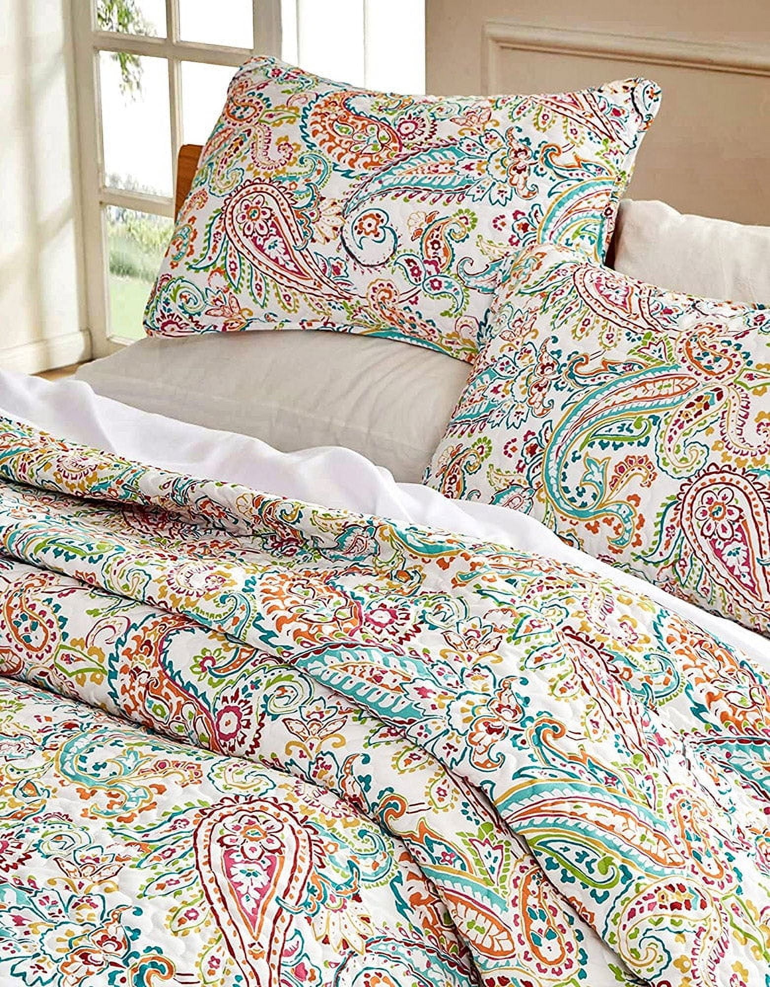 Sonive Classic Paisley Printed Quilt Set 2 Piece Twin Size Paisley ...
