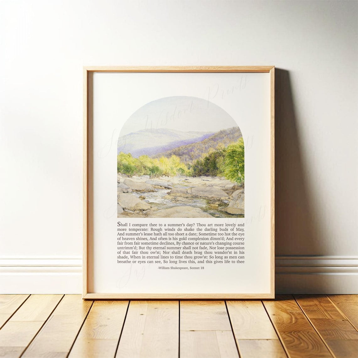 Sonnet 18 Shakespeare Poem Print Summer's Day Subtle Arched Art, Poetry ...