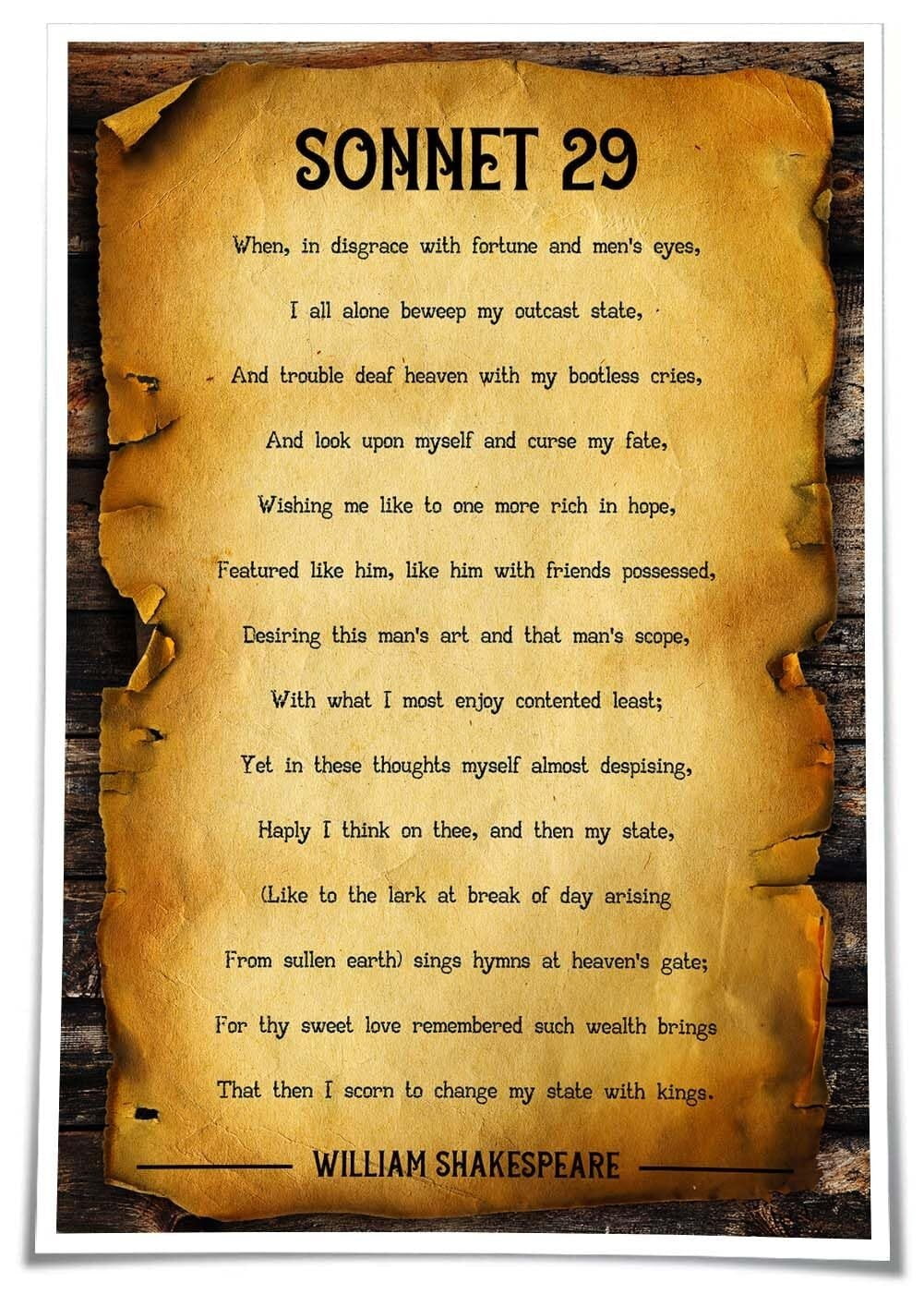 Sonnet 29 Poem Wall Decor Poster Decoration Hall Artwork Modern for ...