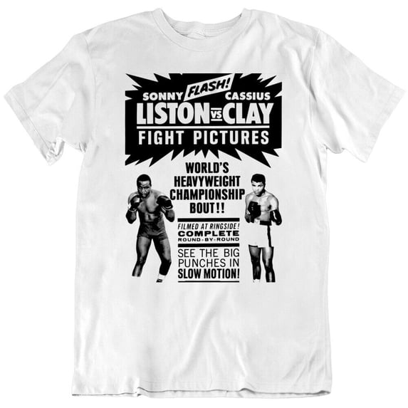Sonny Liston Cassius Clay Fight Poster Promo Boxing Fan T Shirt ...