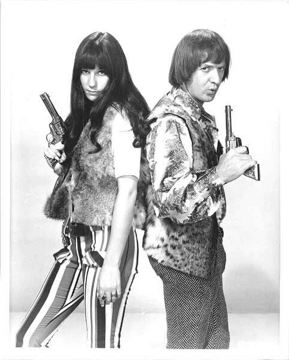 Sonny and Cher both holding guns 1968 portrait 8x10 inch photo for TV ...