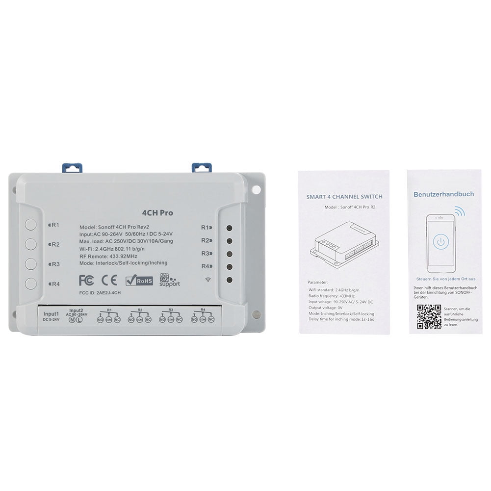 Sonoff 4CH Pro R2 4 Way Mounting WiFI Wireless Smart Switch 433MHZ ...