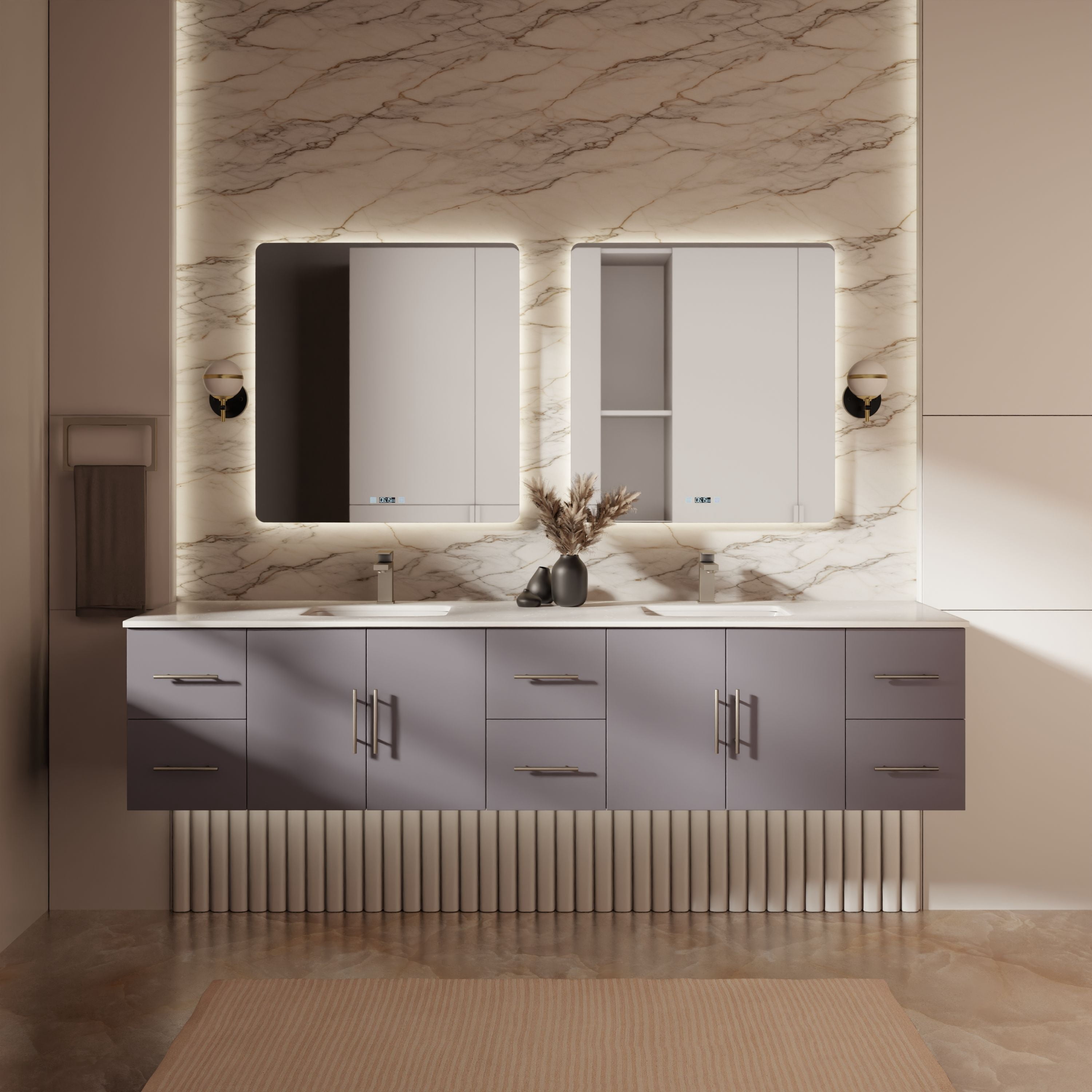 Sonoma 84 in W x 22 in D Dark Grey Double Bath Vanity and Cultured ...