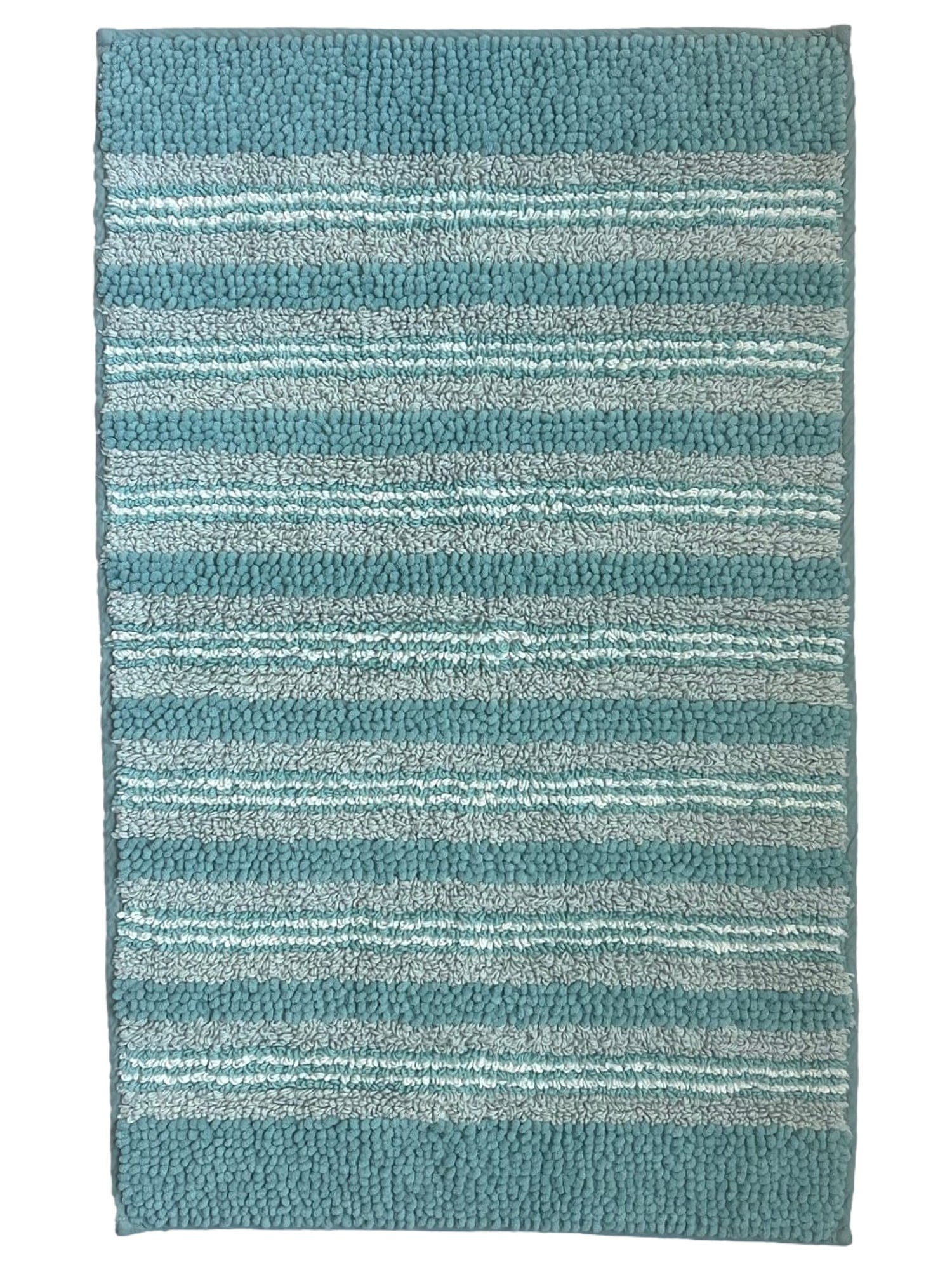 Sonoma Shades of Teal Blue Shoreline Stripe Plush Pile Bath Rug, 20x32 ...