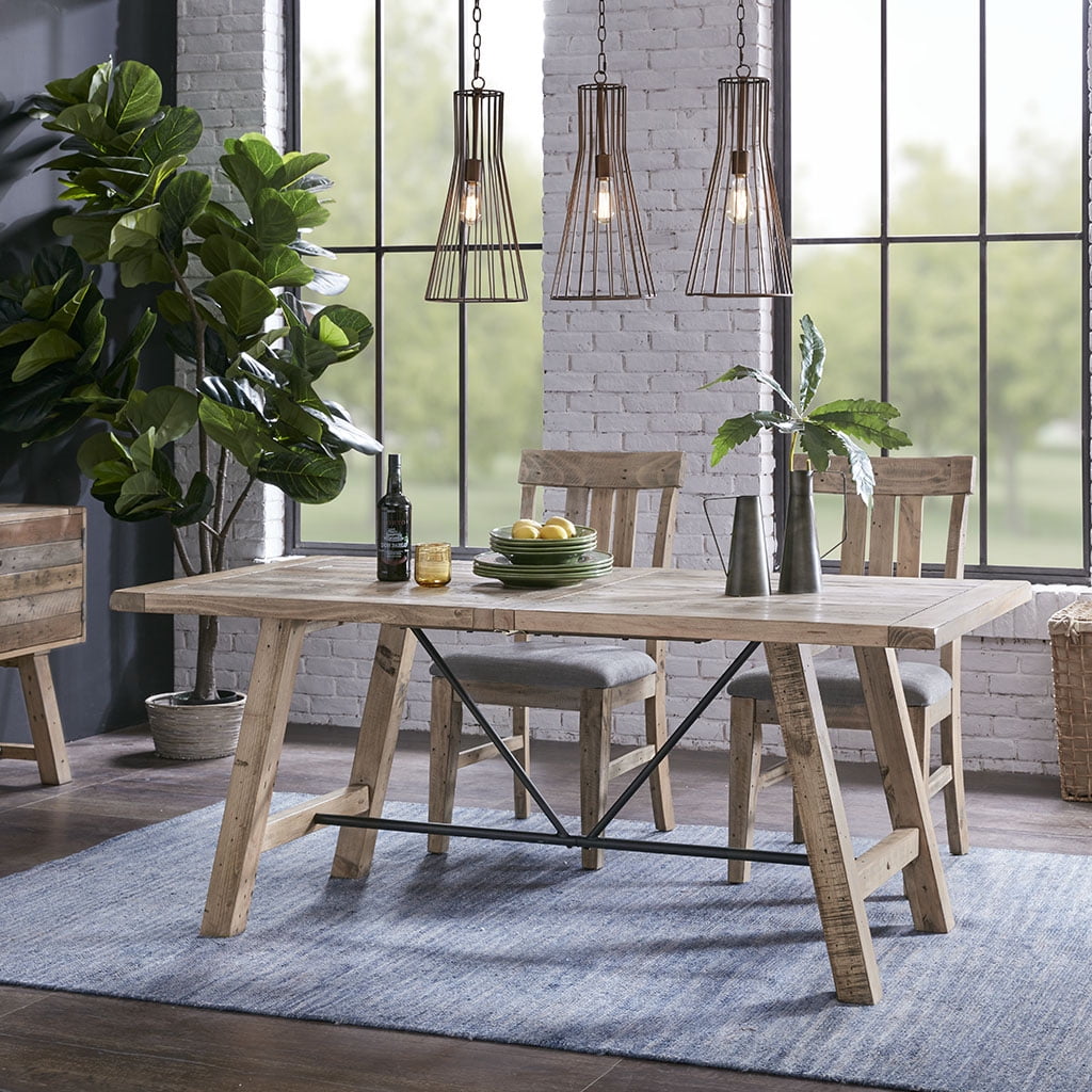 Sonoma Solid Wood Dining Table - Rustic Farmhouse Style for 6 People, Weathered Finish - Walmart.com