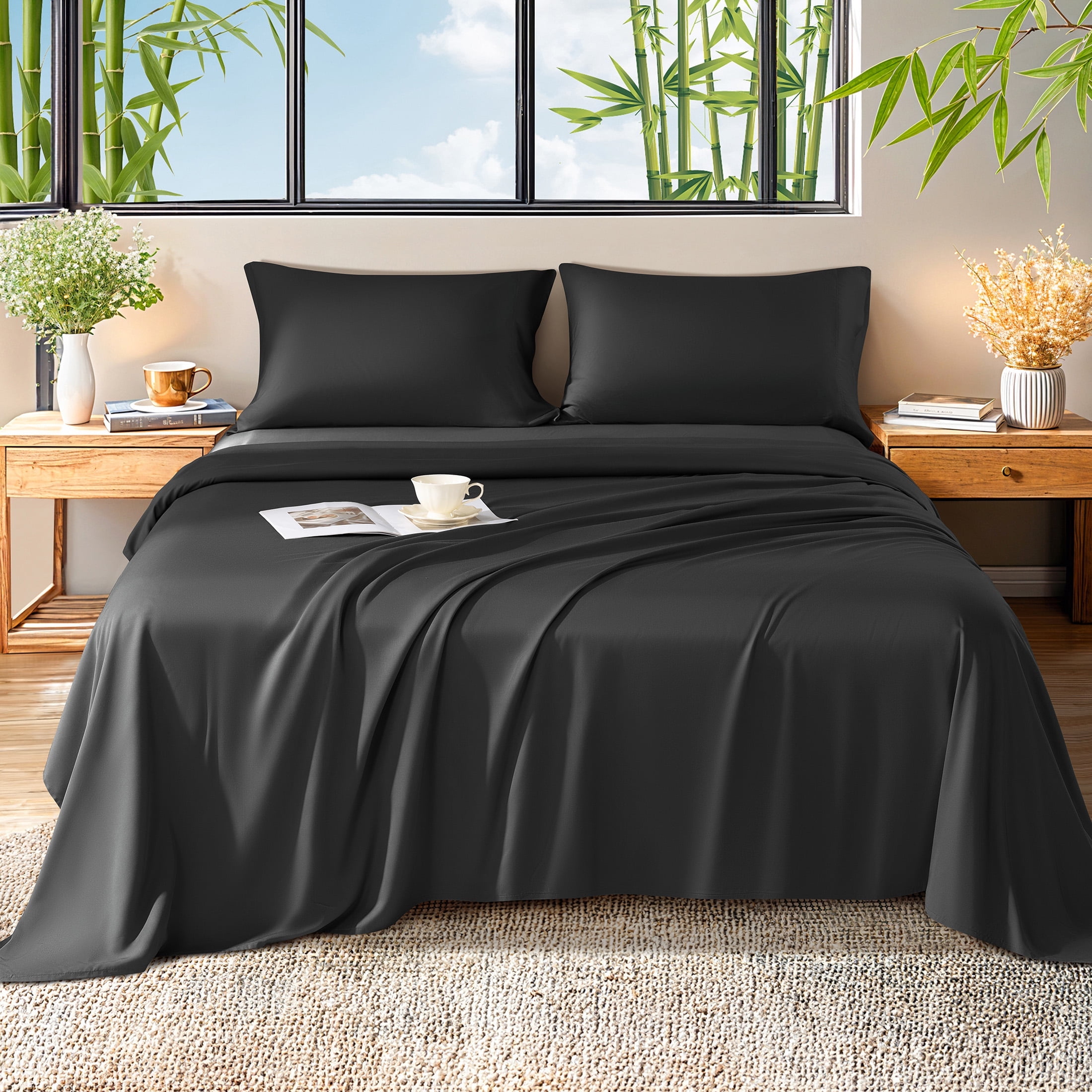 Sonoro Kate 100% Organic Cooling Bamboo Sheets, King Sheet Set 4-Piece ...