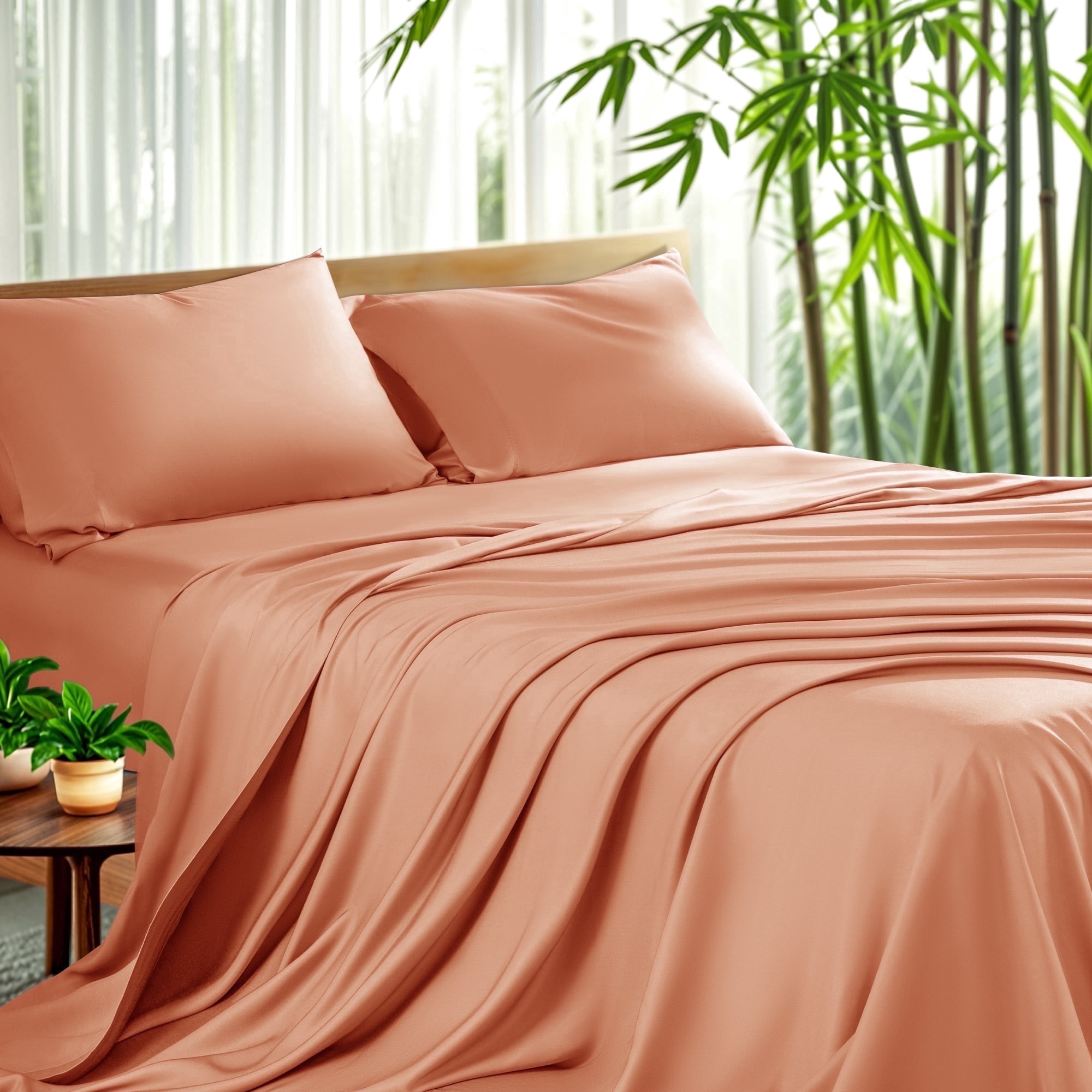 Sonoro Kate Luxury Bamboo Bed Sheet Set, Deep Pockets, Cooling Silky ...