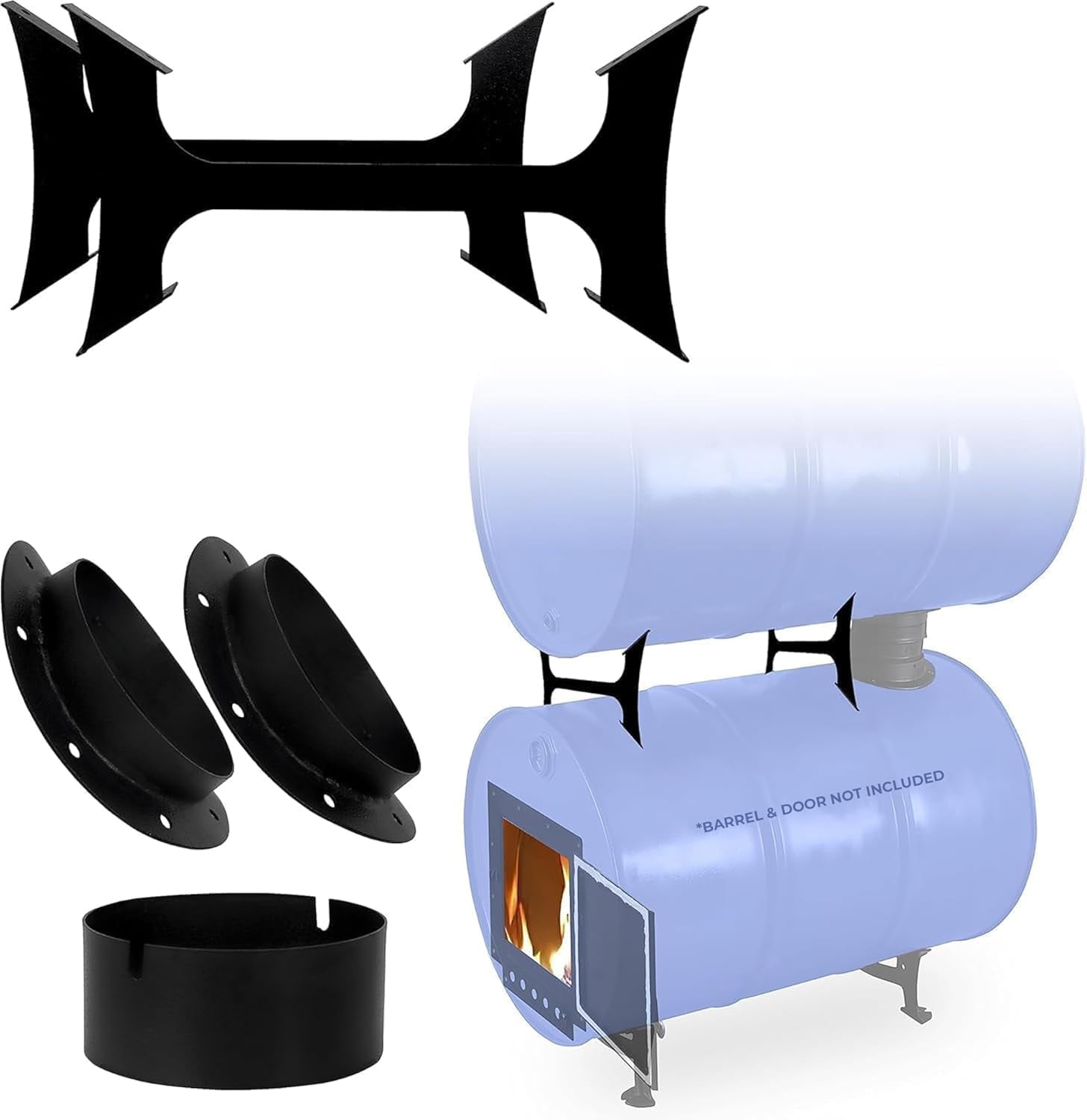 Sonret - Double Barrel Wood Stove Kit – Perfect for 55 Gallon Drum ...