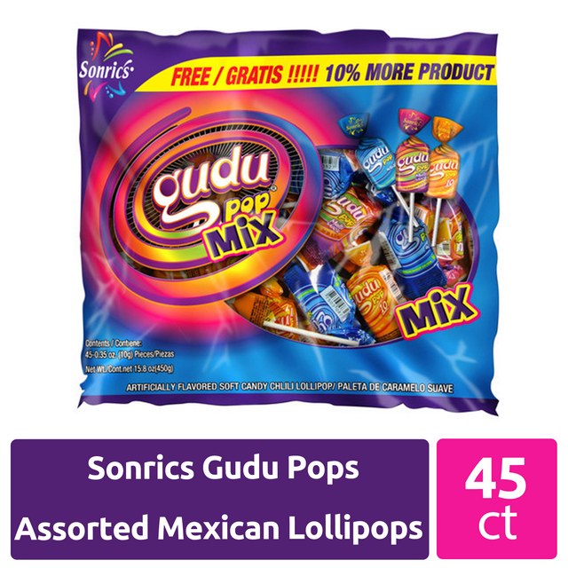 Sonric's Gudu Pop Mix Soft Lollipops, Mexican Chili Lollipops, 45 Ct ...