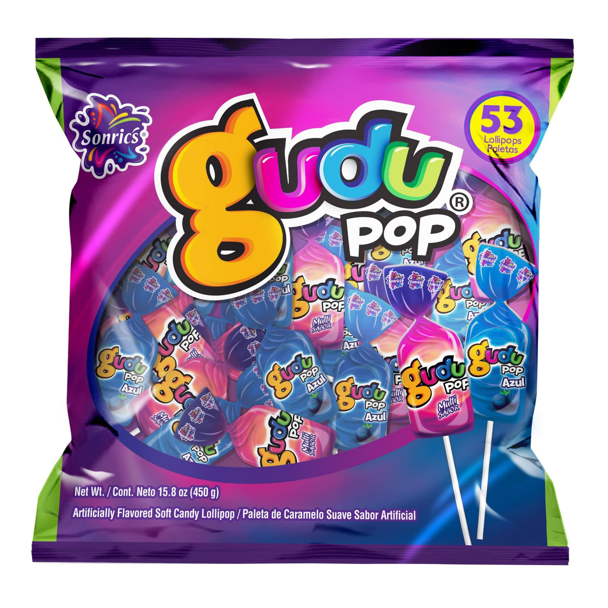 Sonric's Gudu Pop Mix Soft Lollipops, Mexican Chili Lollipops, 53 Count ...