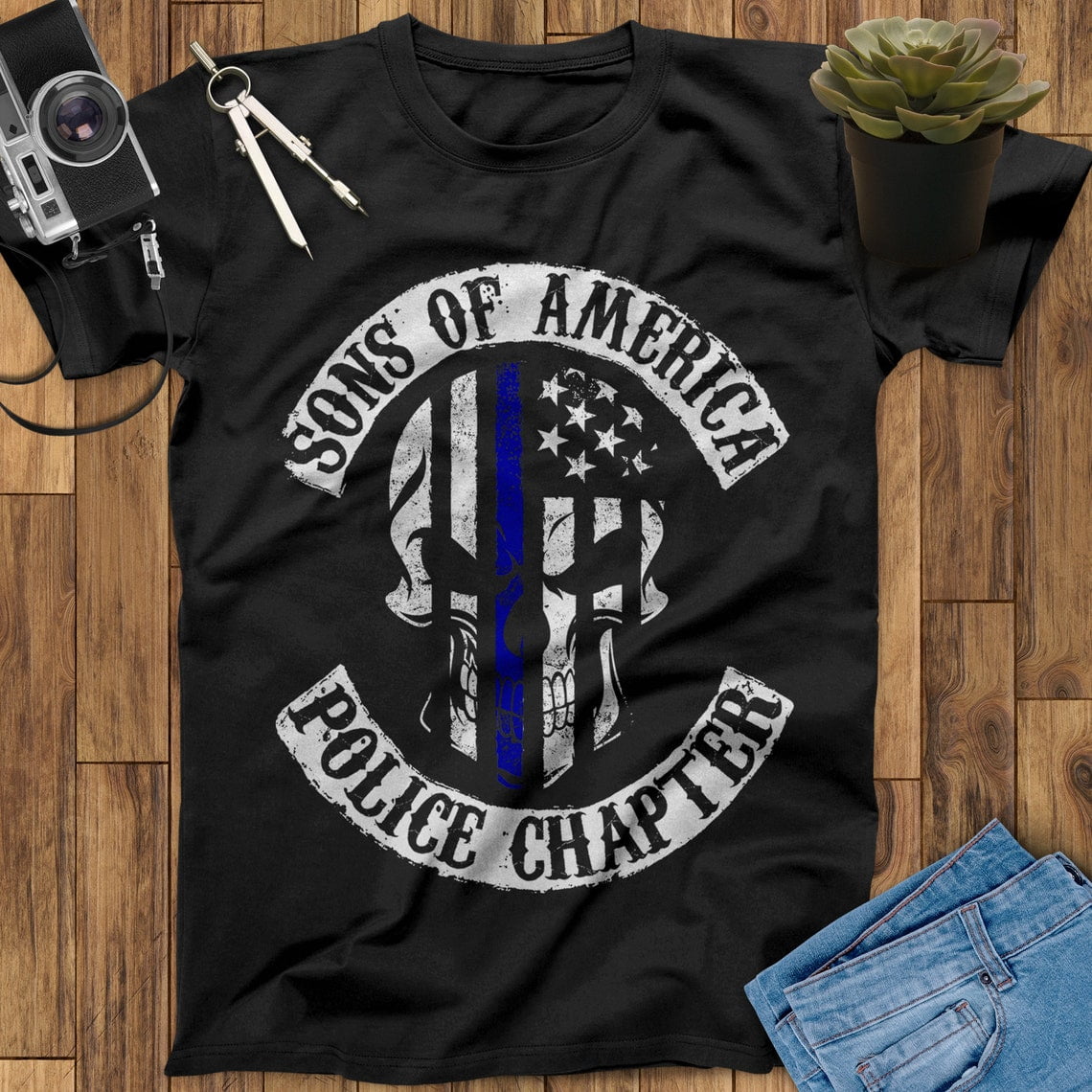 Sons Of America Police Chapter Police Skull Shirt, Police Officer Gifts ...