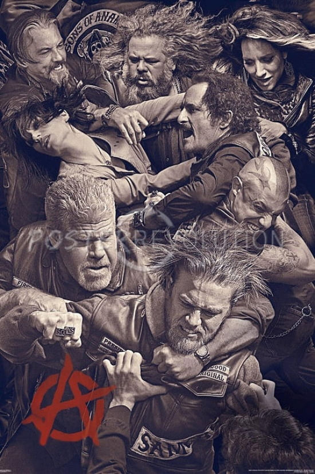 Sons Of Anarchy Fighting Laminated Poster (24 X 36) - Walmart.com