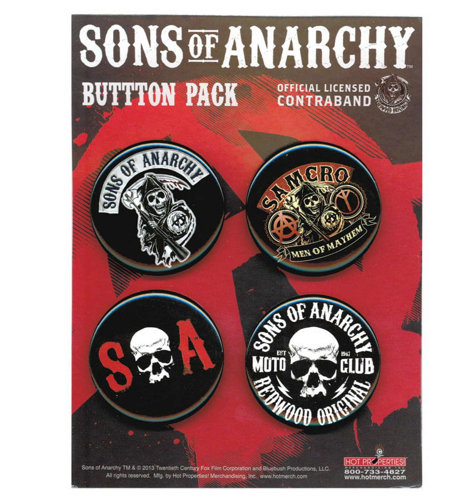Sons of Anarchy Button - Officially Licensed Original Artwork, 4 Pack ...
