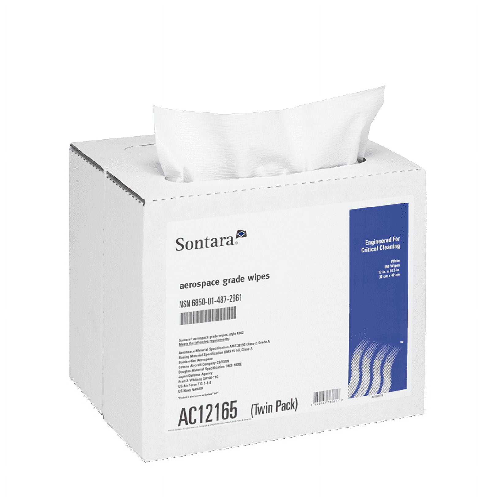 Sontara® Aerospace Grade Wipes AC12165, Twin Dispenser Pack, 12" x 16.5 ...