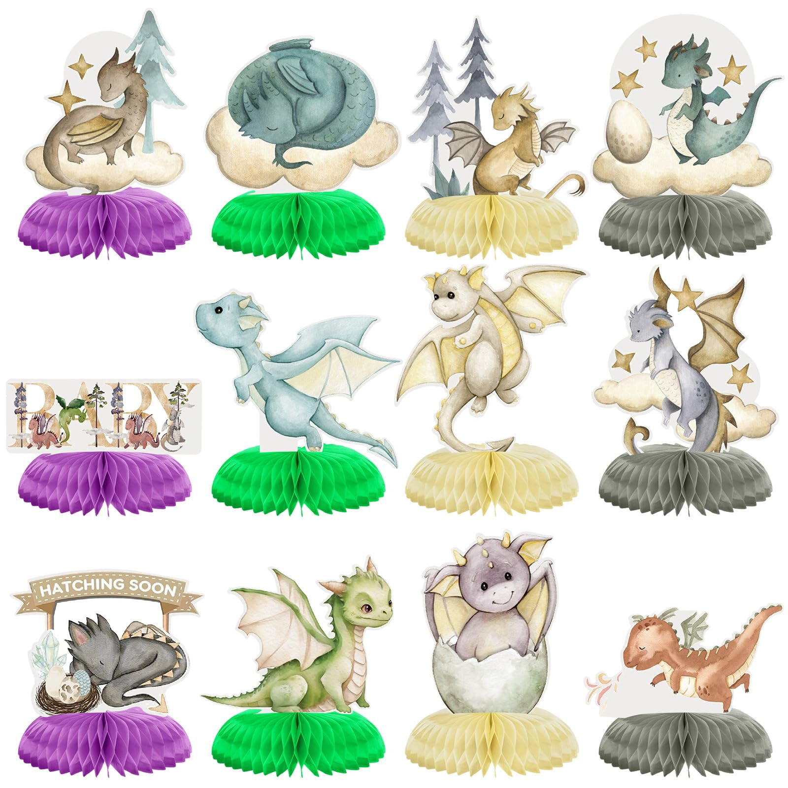 Sonwyoung 12 Pcs Dragon DHF10 Decorations Dragon Honeycomb Centerpieces ...