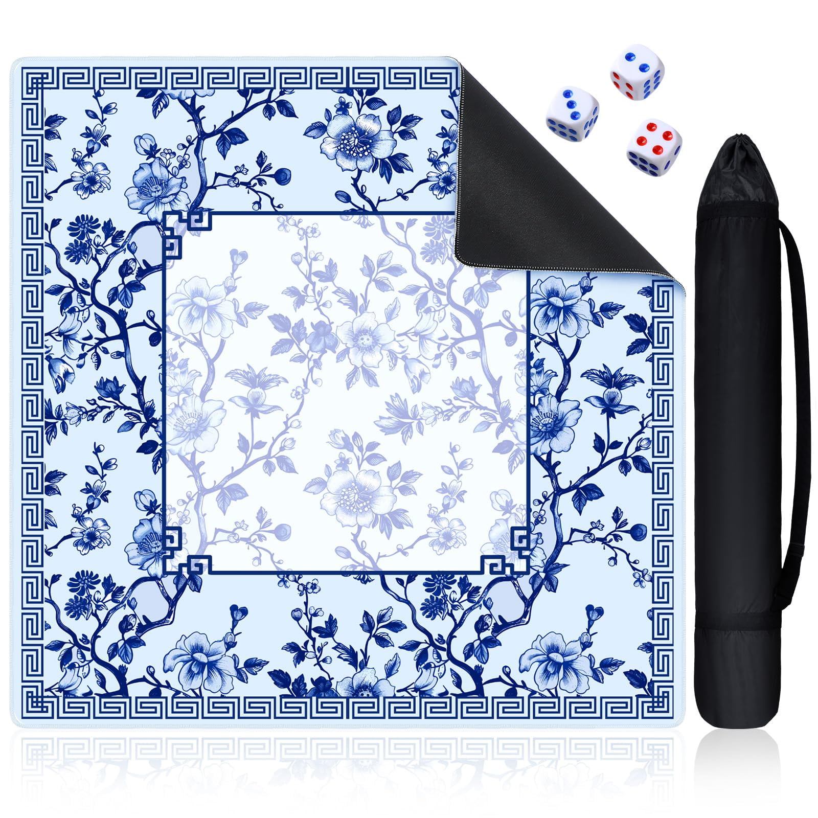 Sonwyoung Chinoiserie Mahjong Mat with 1 BSL1 Carrying Bag 3 Dice 31.5 ...