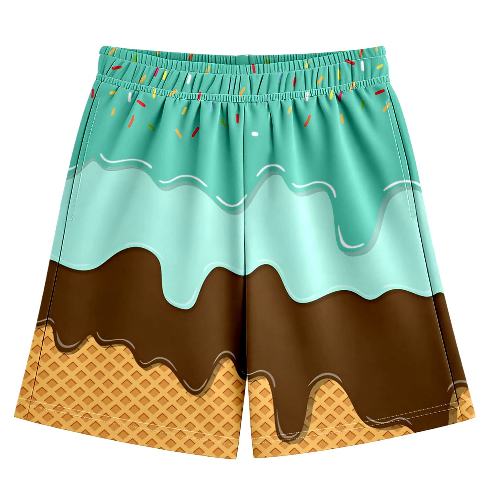 SonxaHe Big Boy Shorts Ice Print Elastic Waist Beach Shorts Child ...
