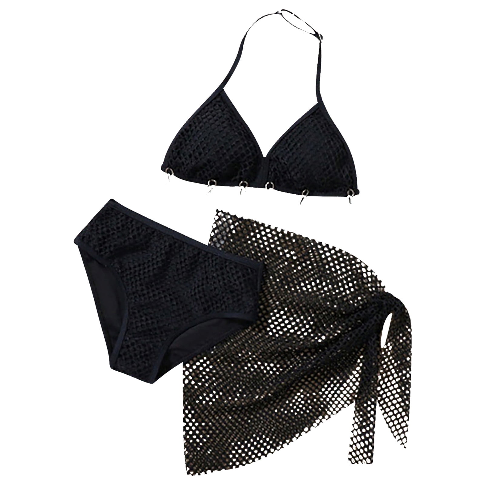 SonxaHe Big Girl Bikini Set Solid Straps Bikini Set with Cover Up ...