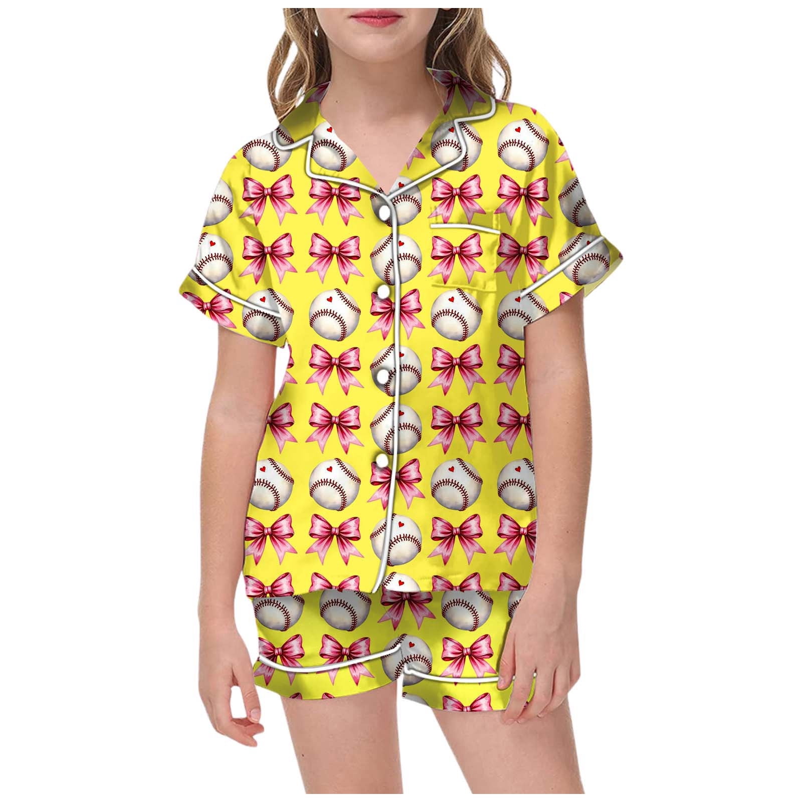 SonxaHe Little Girl's Outfits Cartoon Prints Short Sleeved Shirt Shorts ...