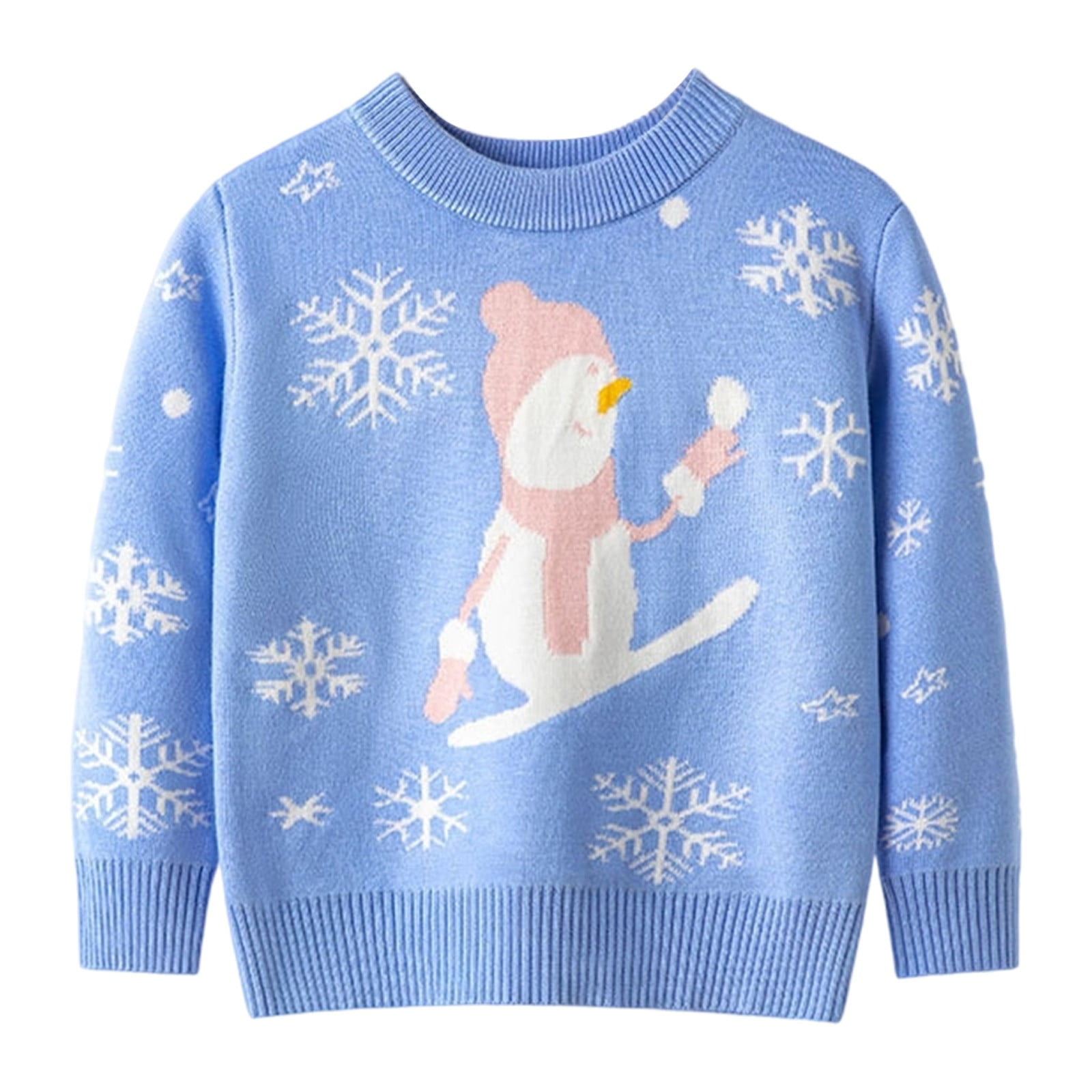 SonxaHe Little Girls Sweaters Christmas Snowman Pullover Sweaters Child ...