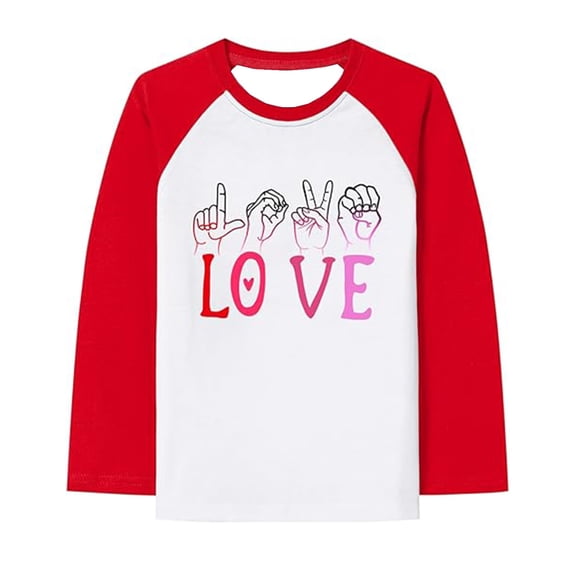 SonxaHe Toddler Girls T Shirt Valentine's Day Letter Prints Crew Neck ...