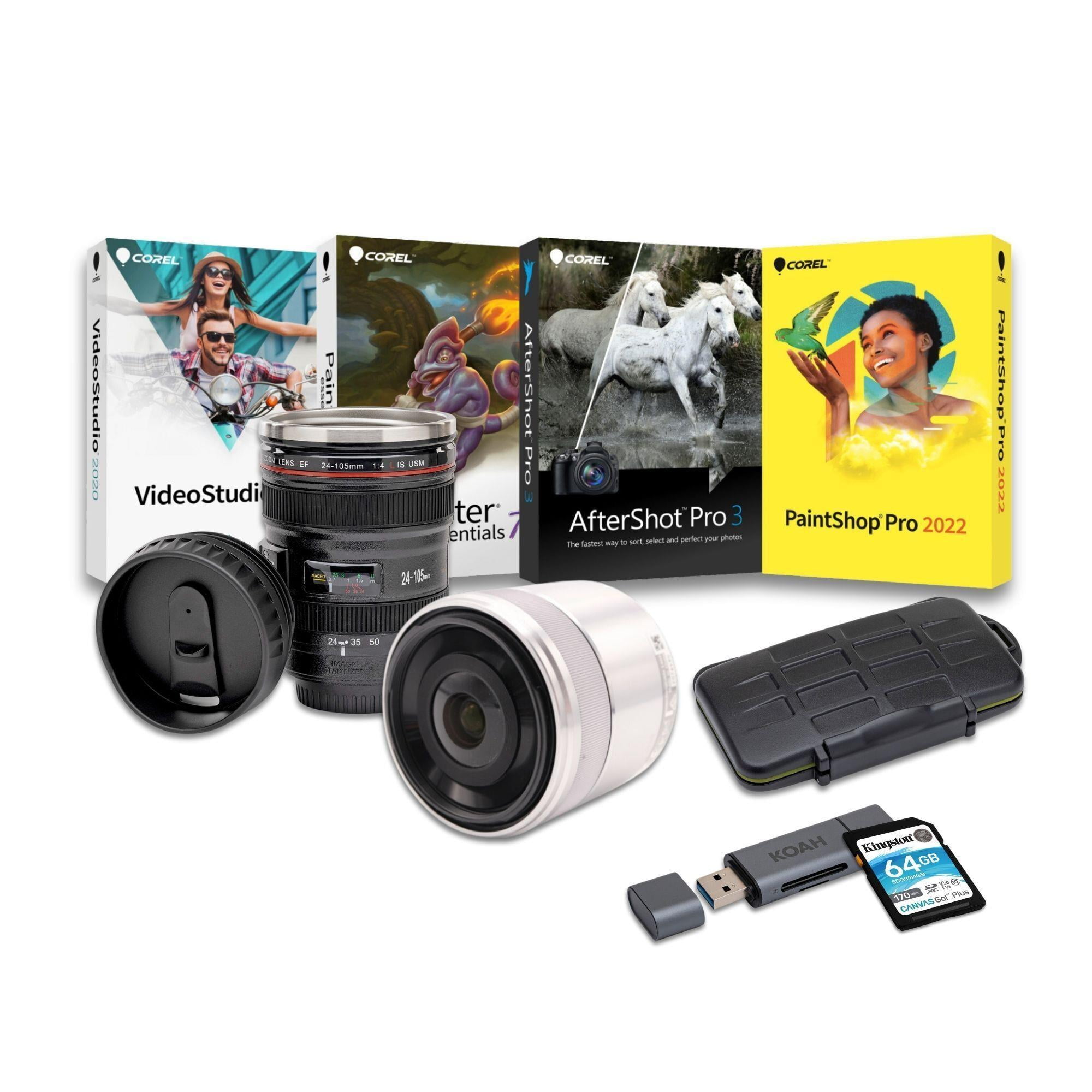 Sony 30mm f/3.5 Macro Lens for Alpha NEX Cameras with Editing Software, 64GB SD Card Bundle ...