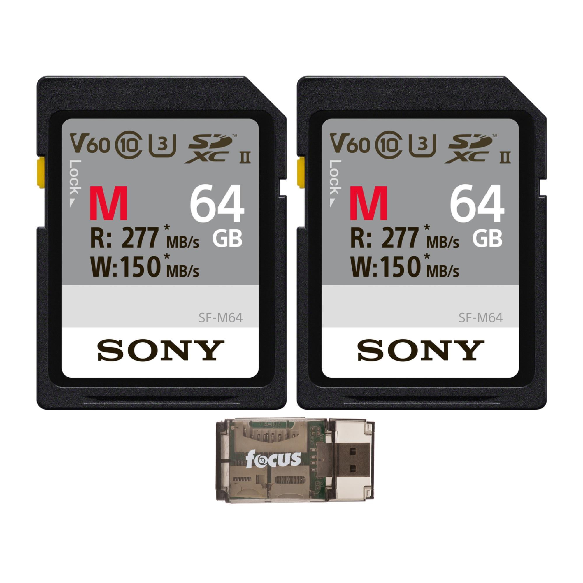 Sony 64GB V60 UHS-II M-Series Memory Card (2-Pack) with USB 2.0 Card ...