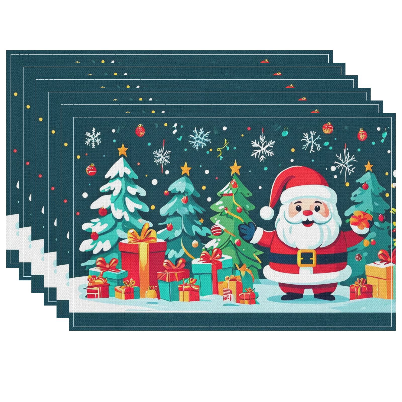 Christmas Placemats for Restaurant Office Dining Table Deco - Santa ...
