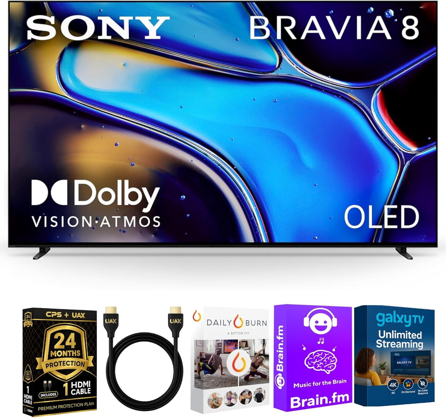 Sony 77-Inch BRAVIA 8 OLED 4K HDR Google TV Bundle – XR OLED Contrast, Dolby Vision, 120Hz ...