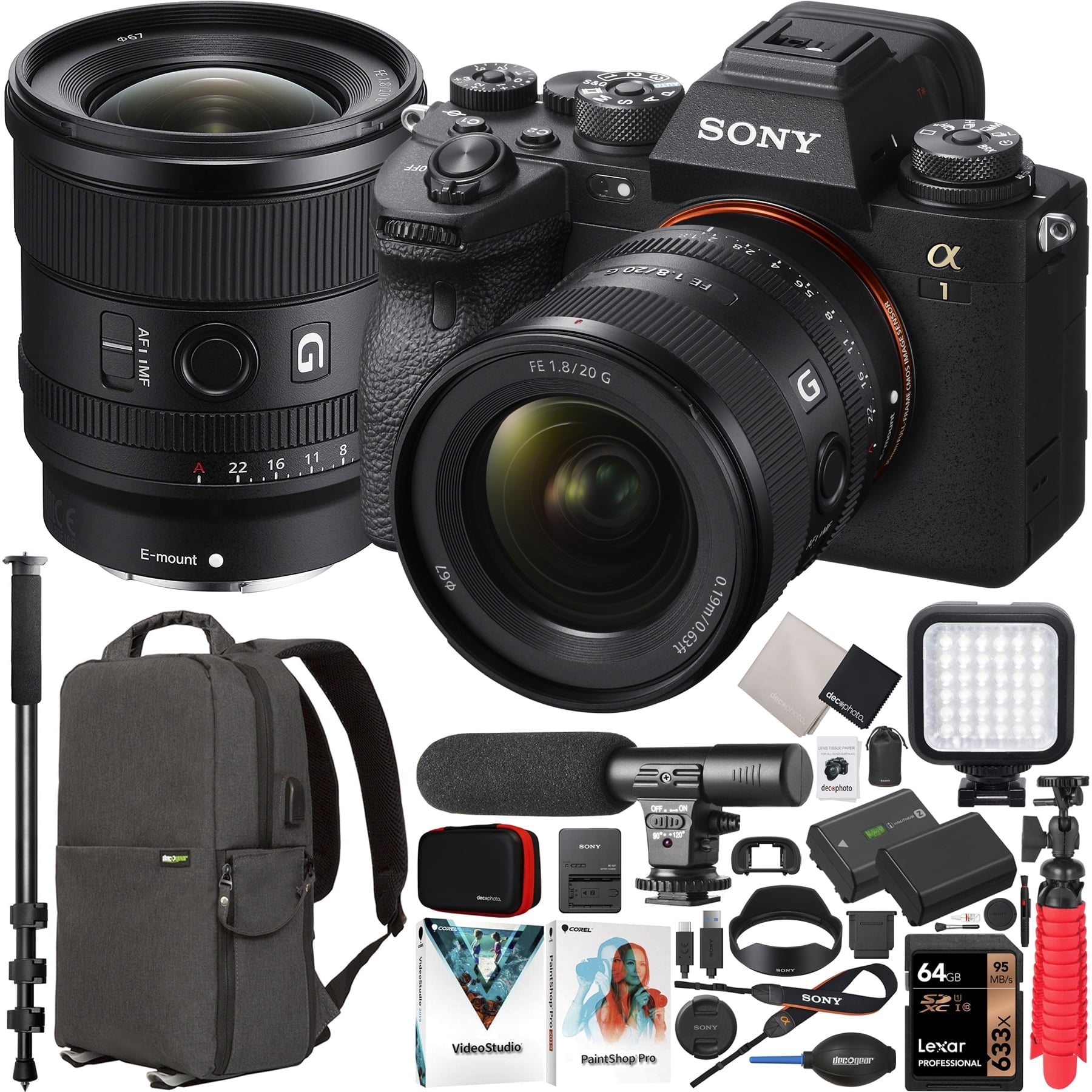 Sony Alpha 1 Full Frame Mirrorless Camera Body + 20mm F1.8 G Lens FE Large Aperture Wide Angle ...