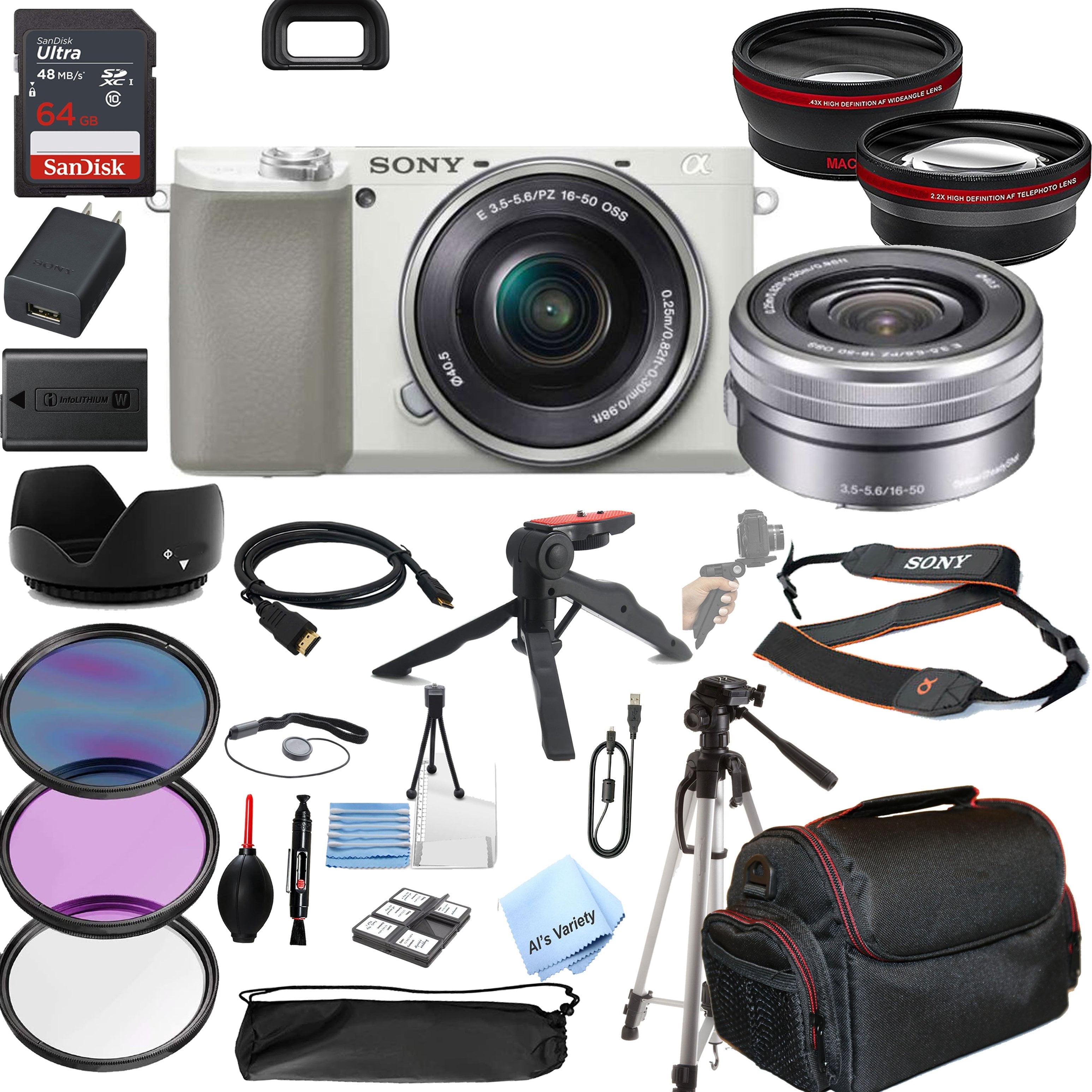Sony Alpha A6100 Mirrorless Digital Camera with 16-50mm Zoom Lens, 64GB ...