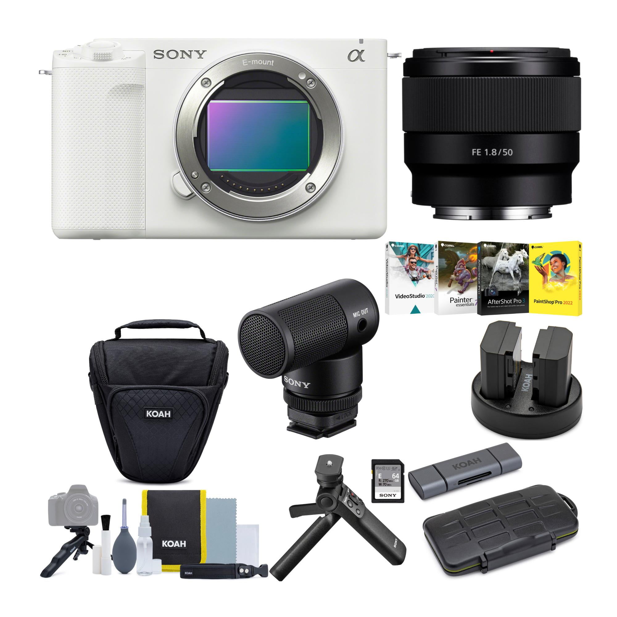Sony Alpha ZV-E1 Camera with 50mm Lens, Grip, and Shotgun Mic (White ...