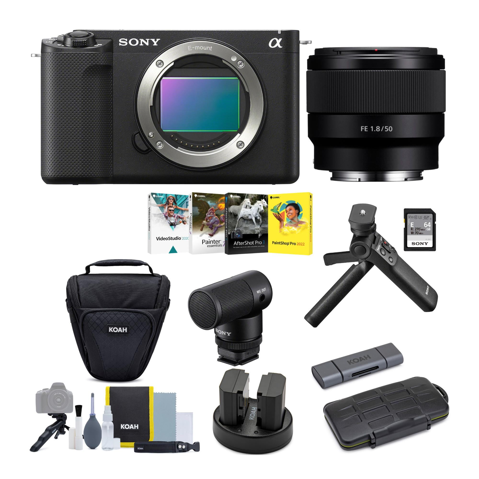 Sony Alpha ZV-E1 Mirrorless Camera with 50mm Lens, Grip, and Mic (Black ...