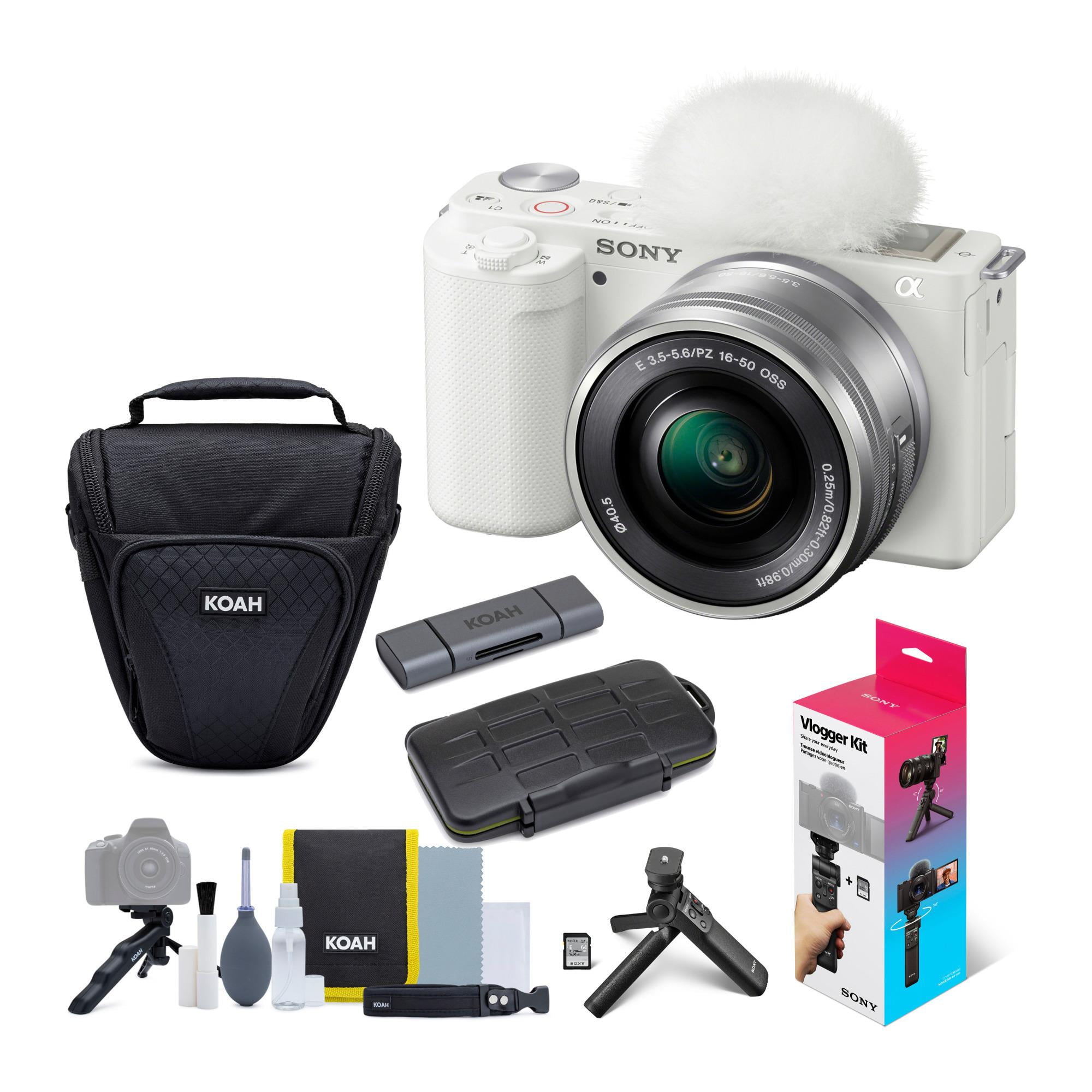Sony Alpha ZV-E10 APS-C Interchangeable Lens Mirrorless Vlog Camera with 16-50mm Lens (White ...