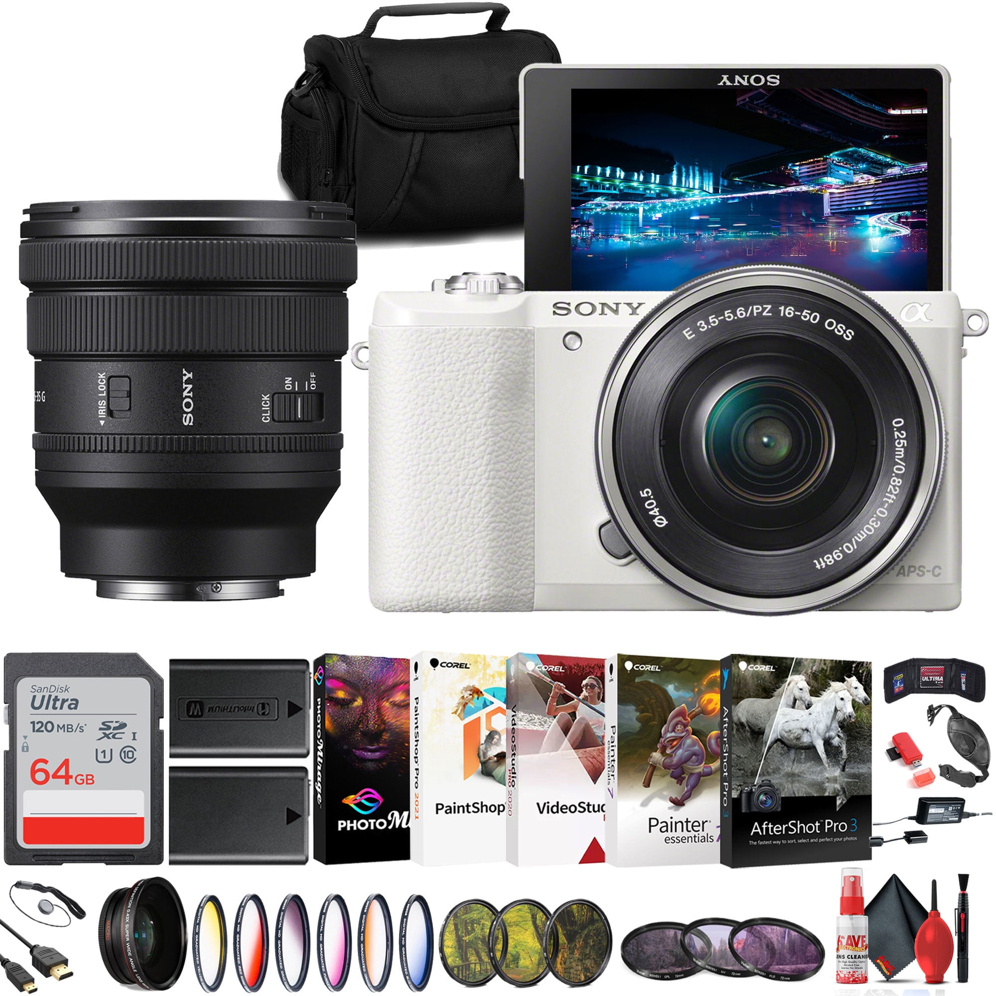 Sony Alpha a5100 Mirrorless Camera with 16-50mm Lens and Sony FE PZ 16 ...
