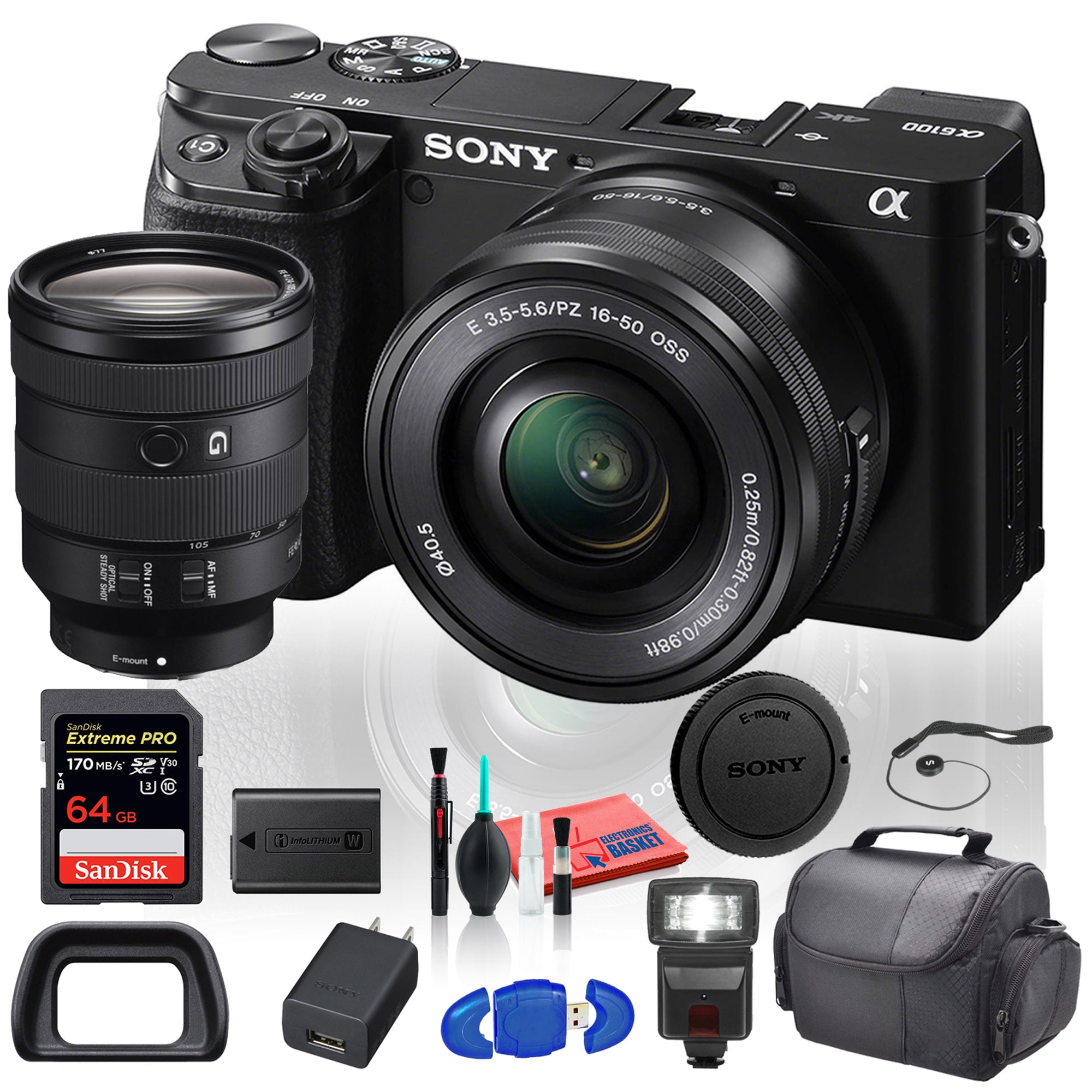 Sony Alpha a6100 Mirrorless Digital Camera (ILCE6100L/B) with 16-50mm ...