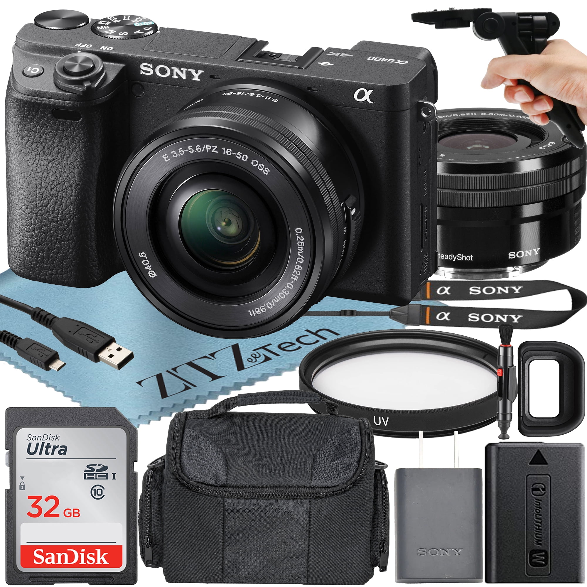 Sony Alpha a6400 Mirrorless Digital Camera with 16-50mm Lens + SanDisk ...