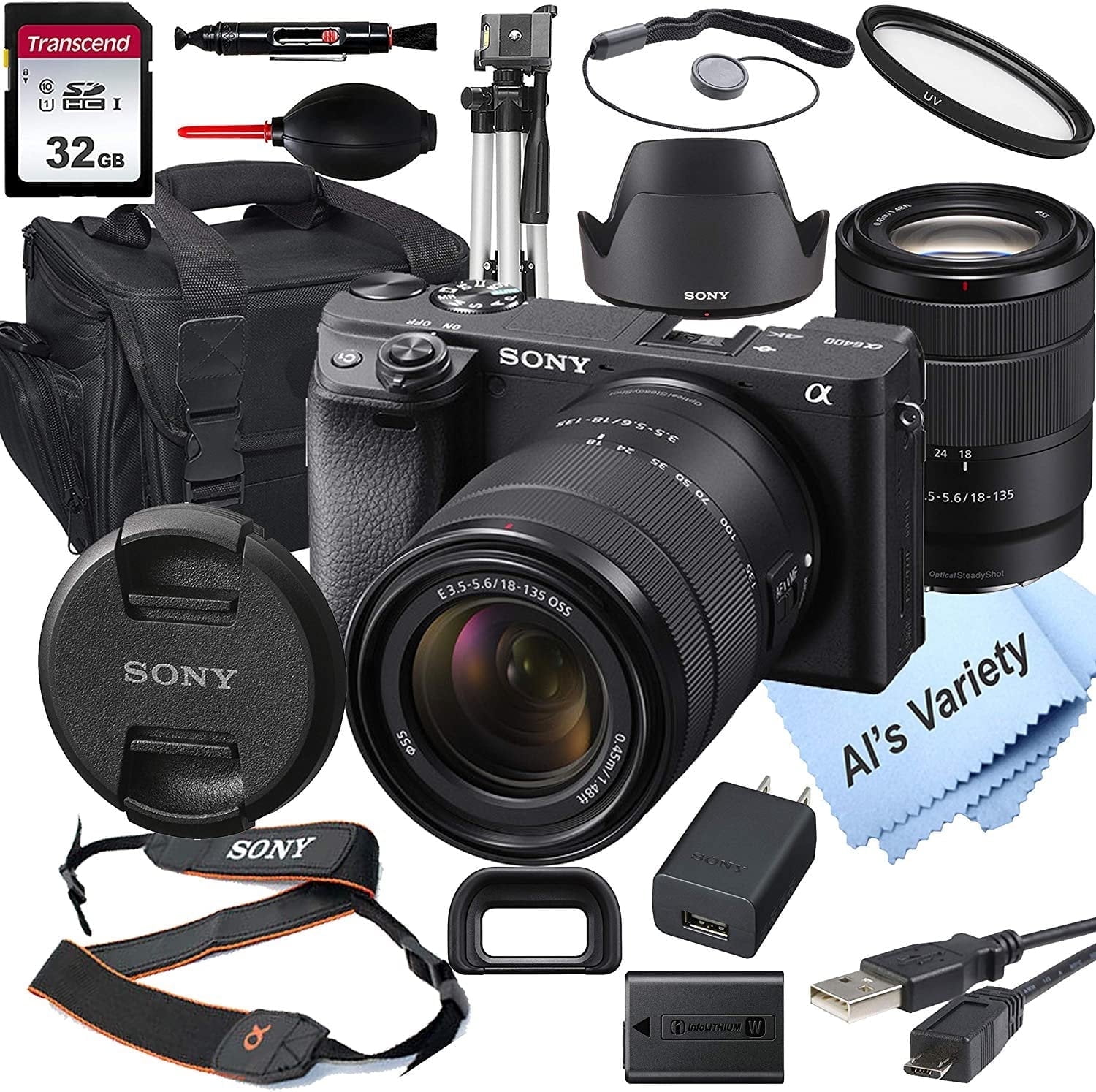 Sony Alpha a6400 DSLR Camera Bundle, Flip Screen, Bluetooth, 18-135mm ...