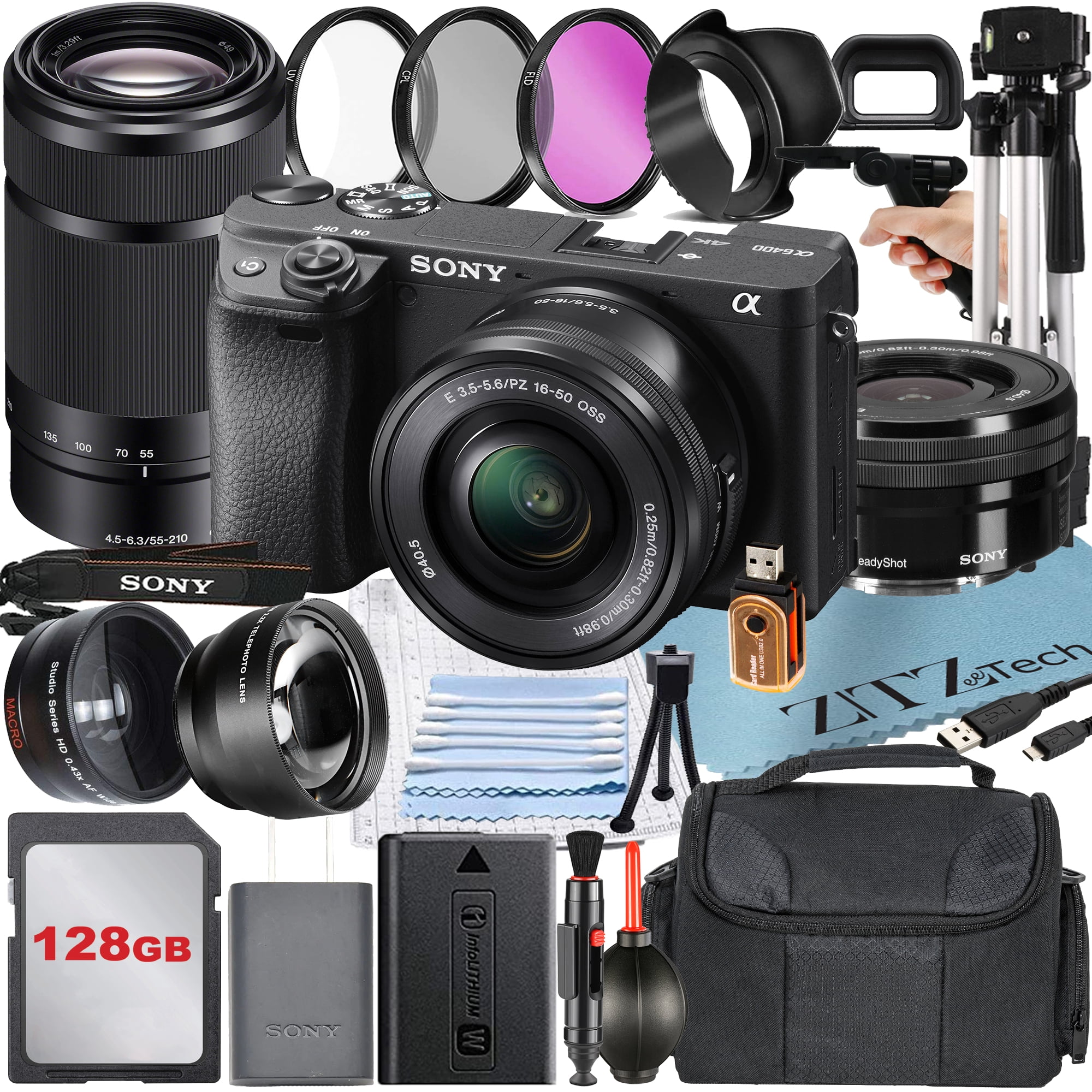 Sony Alpha a6400 Mirrorless Camera with 16-50mm + 55-210mm OSS Lens ...