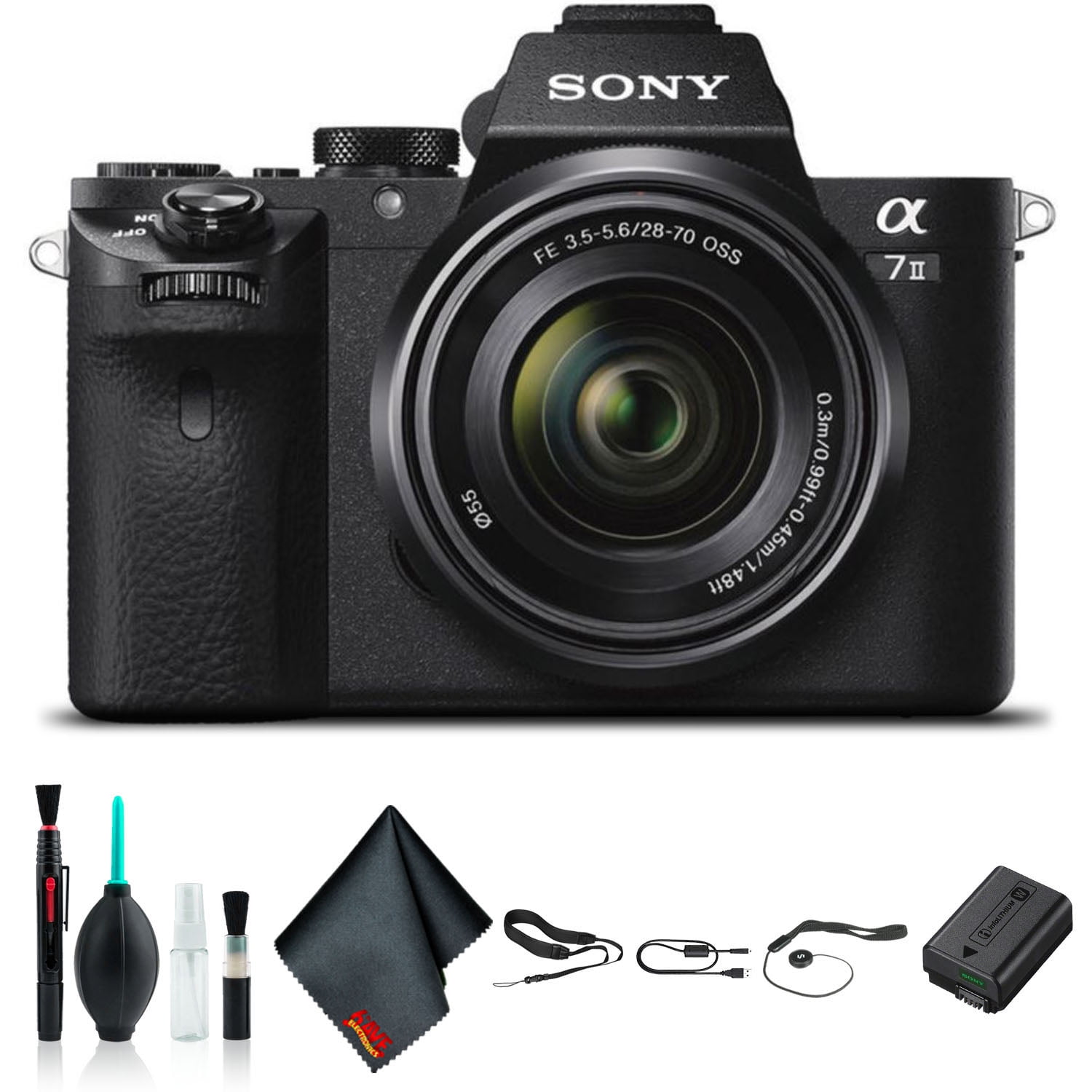 Sony Alpha a7 II Mirrorless Camera, FE 28-70mm Lens, 24.3MP, 5-Axis Stabilization, Starter Kit ...