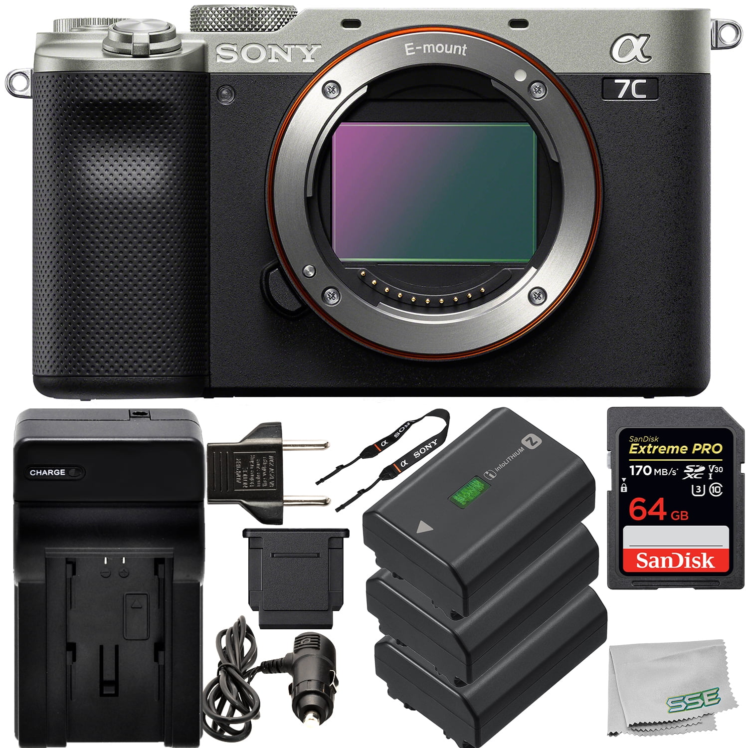 Sony Alpha a7C Mirrorless Digital Camera (Body Only, Silver) with Essential Accessory Bundle ...