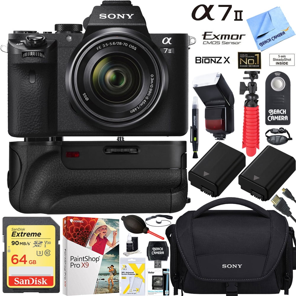 Sony Alpha a7II Full Frame Kit, Mirrorless Camera with 28-70mm Lens, 64GB Card, Dual Battery ...