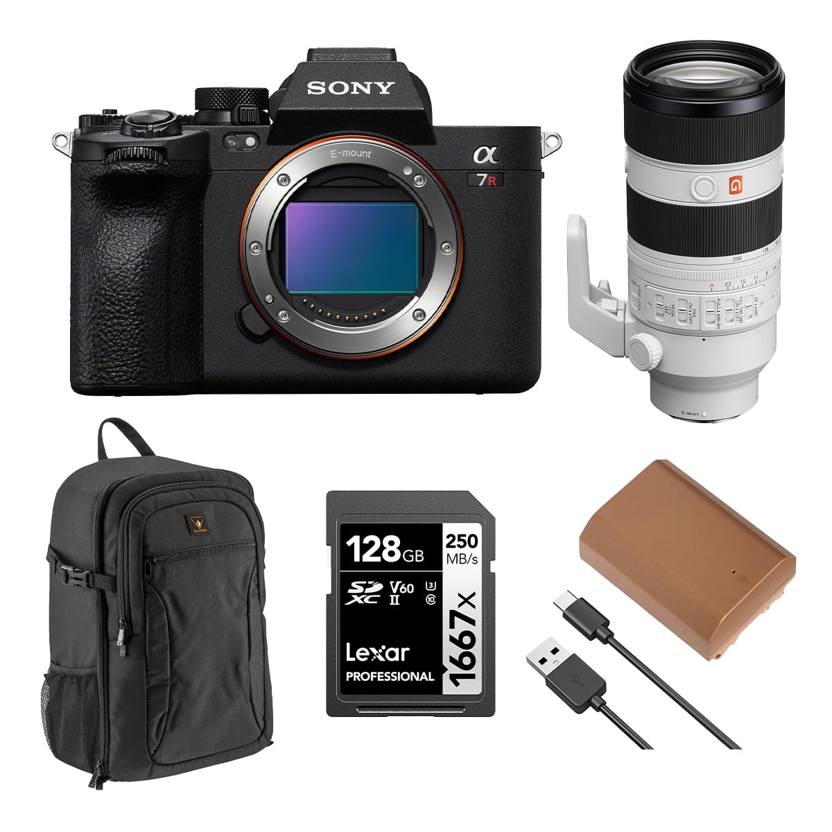 Sony Alpha a7R V Mirrorless Camera with FE 70-200mm f/2.8 GM OSS II G Lens, Bundle with Backpack ...