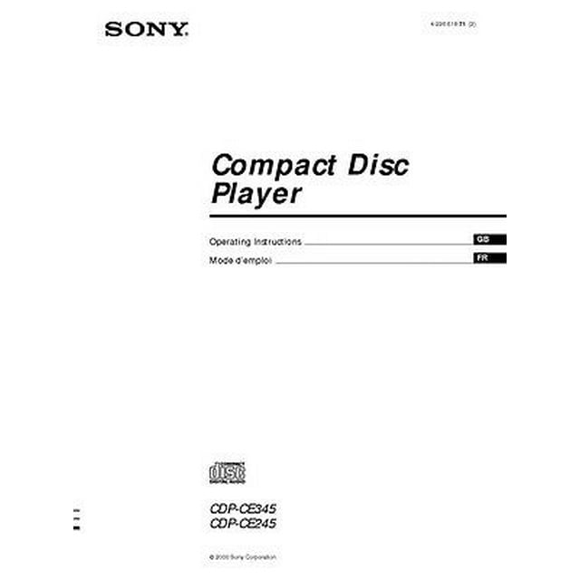Instruction Manual ONLY for Sony CDP-CE345 CD Player Owners Manual ...