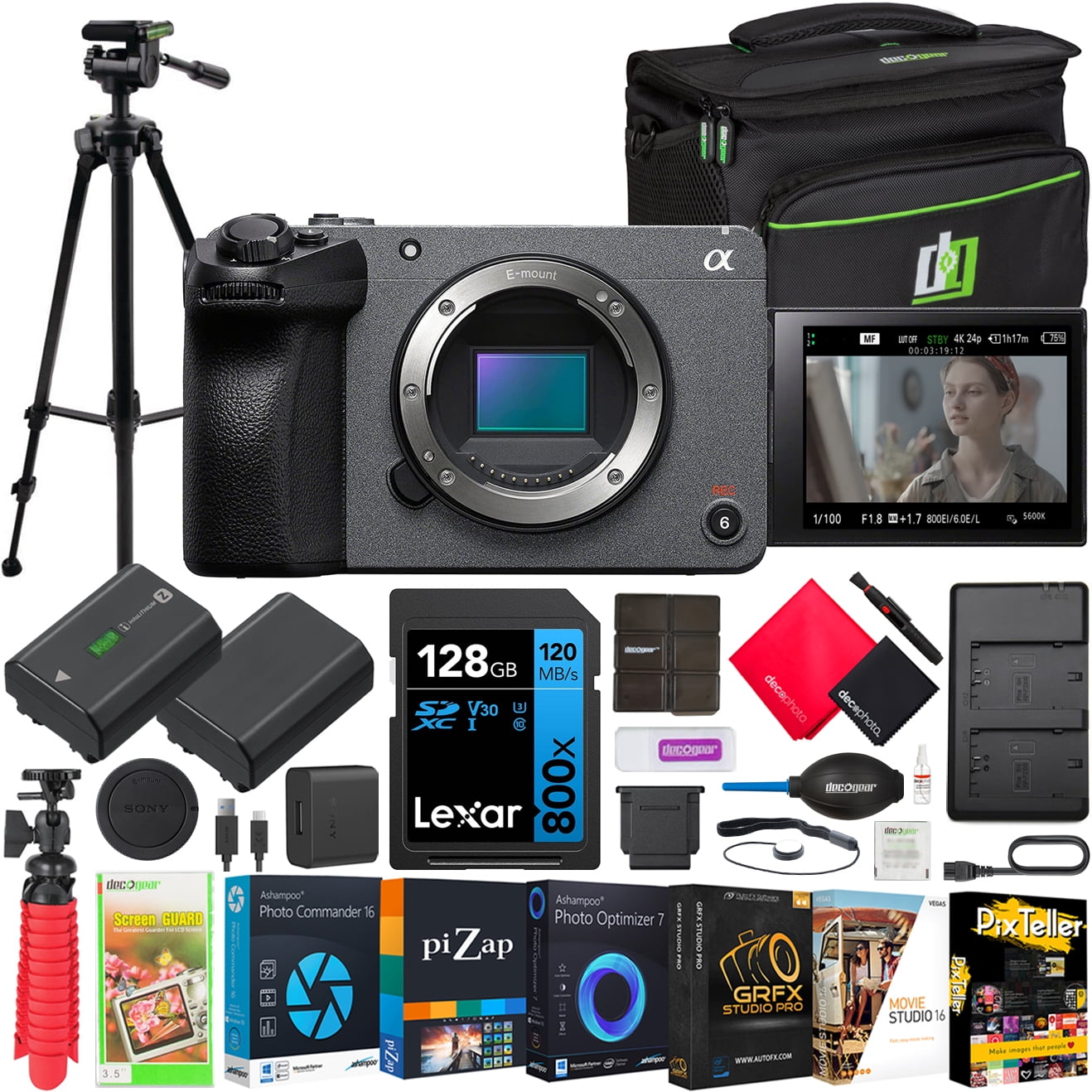 Sony FX30 Super 35 Camera Body Filmmaker Bundle with Deco Gear Case ...