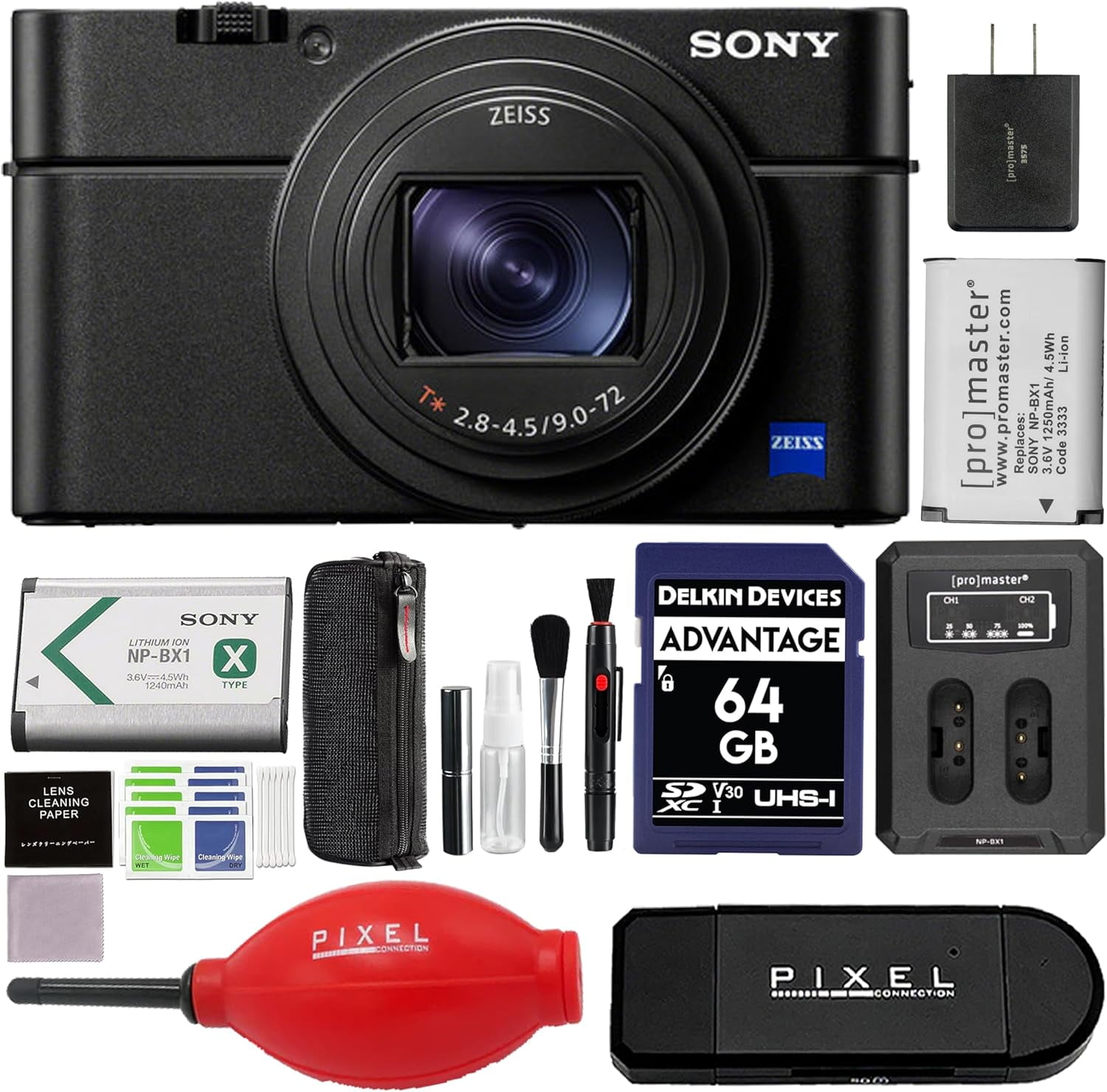 Sony Cyber-shot DSC-RX100 VII Digital Camera Bundle with 64GB SD Card ...