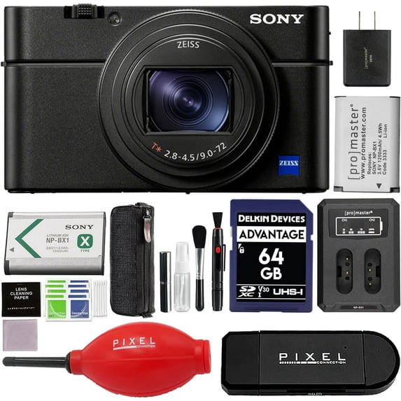 Sony Cyber-shot DSC-RX100 VII Digital Camera Bundle with 64GB SD Card ...