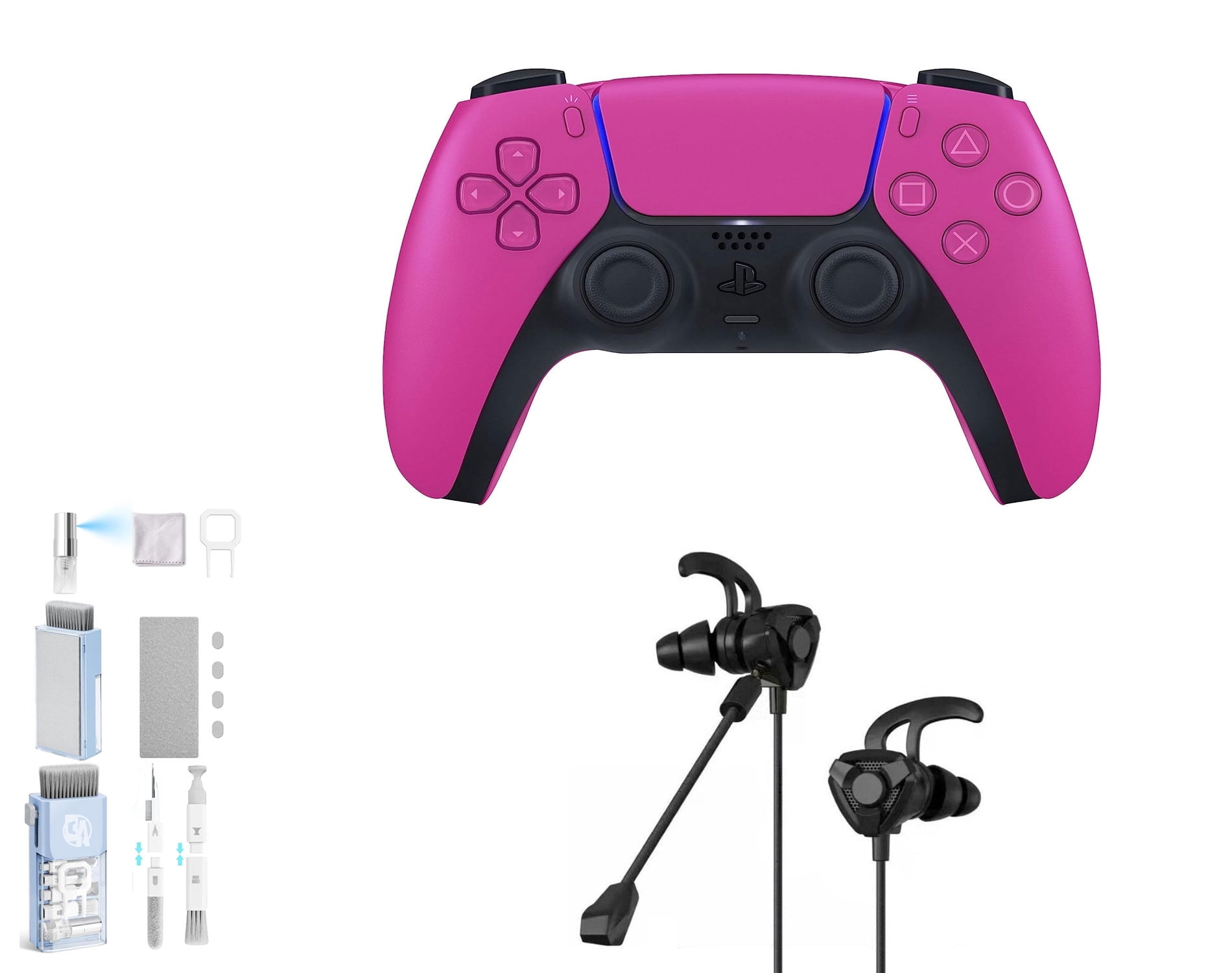 Pre-Owned Sony Dual Sense Pink Gaming Controller With Black Gaming Buds ...