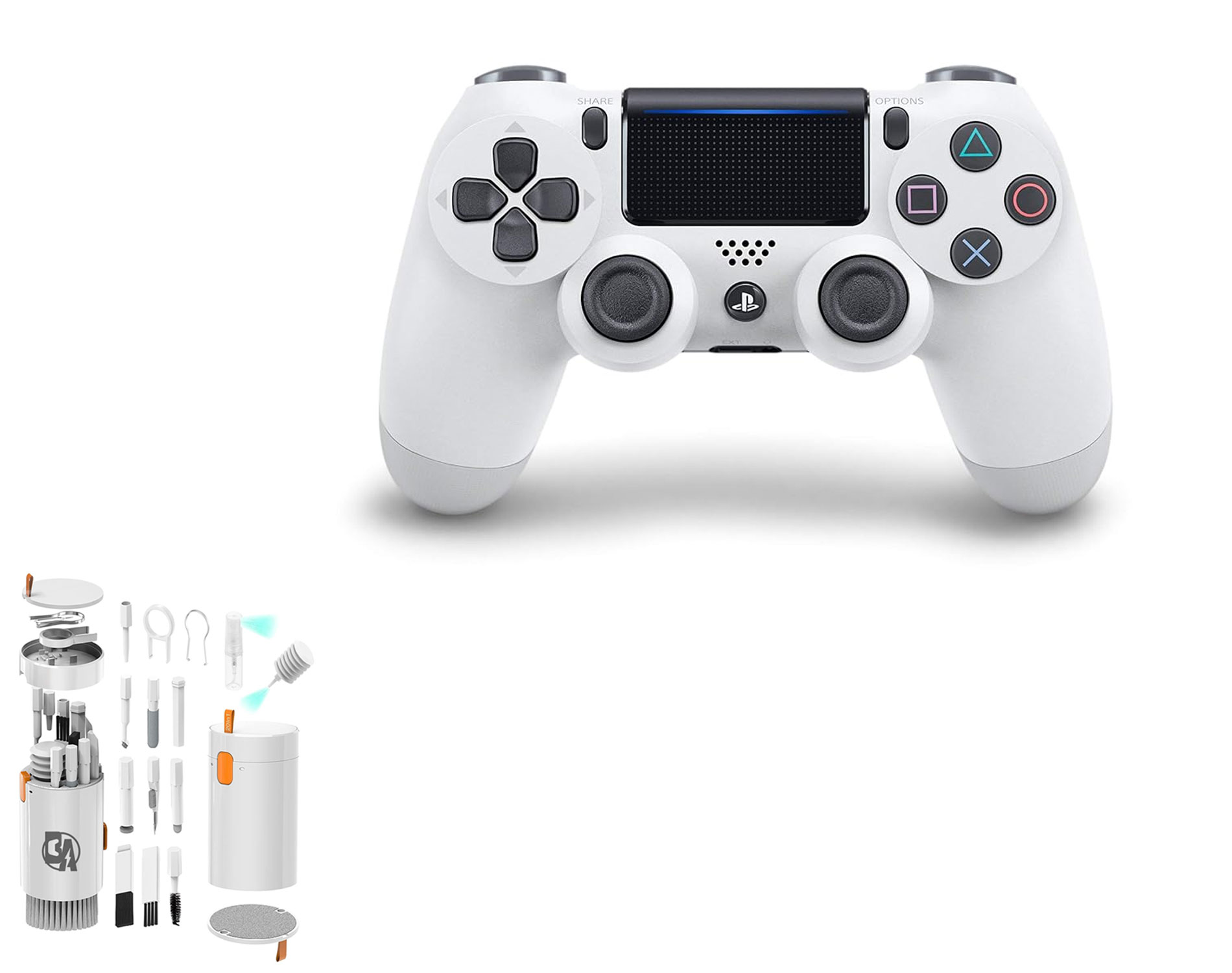 Sony Dual Shock White Gaming Controller PS4 Console With Cleaning Kit ...